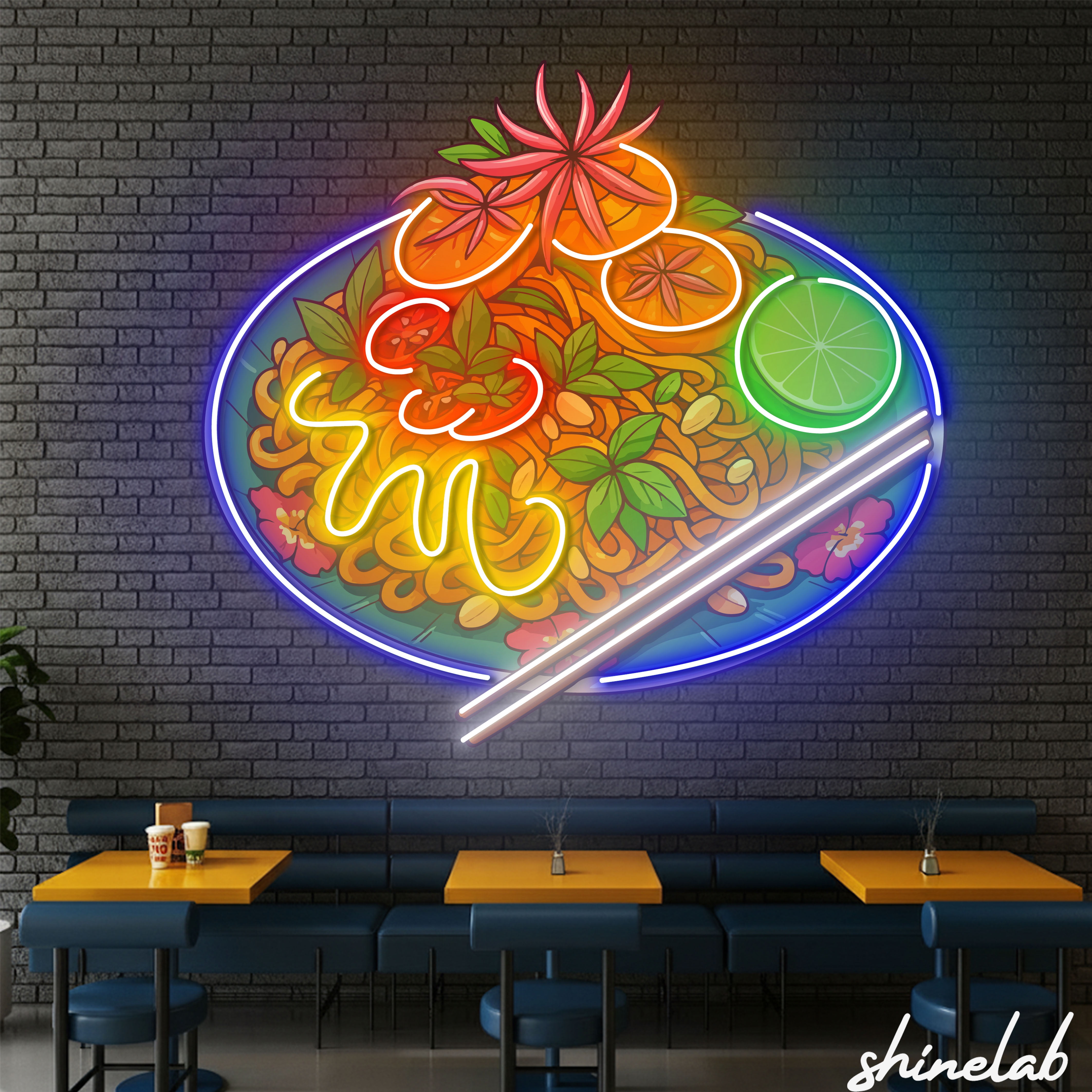 Shinelab Pad Thai Neon Sign, LED Light for Thai Restaurant and Noodle ...