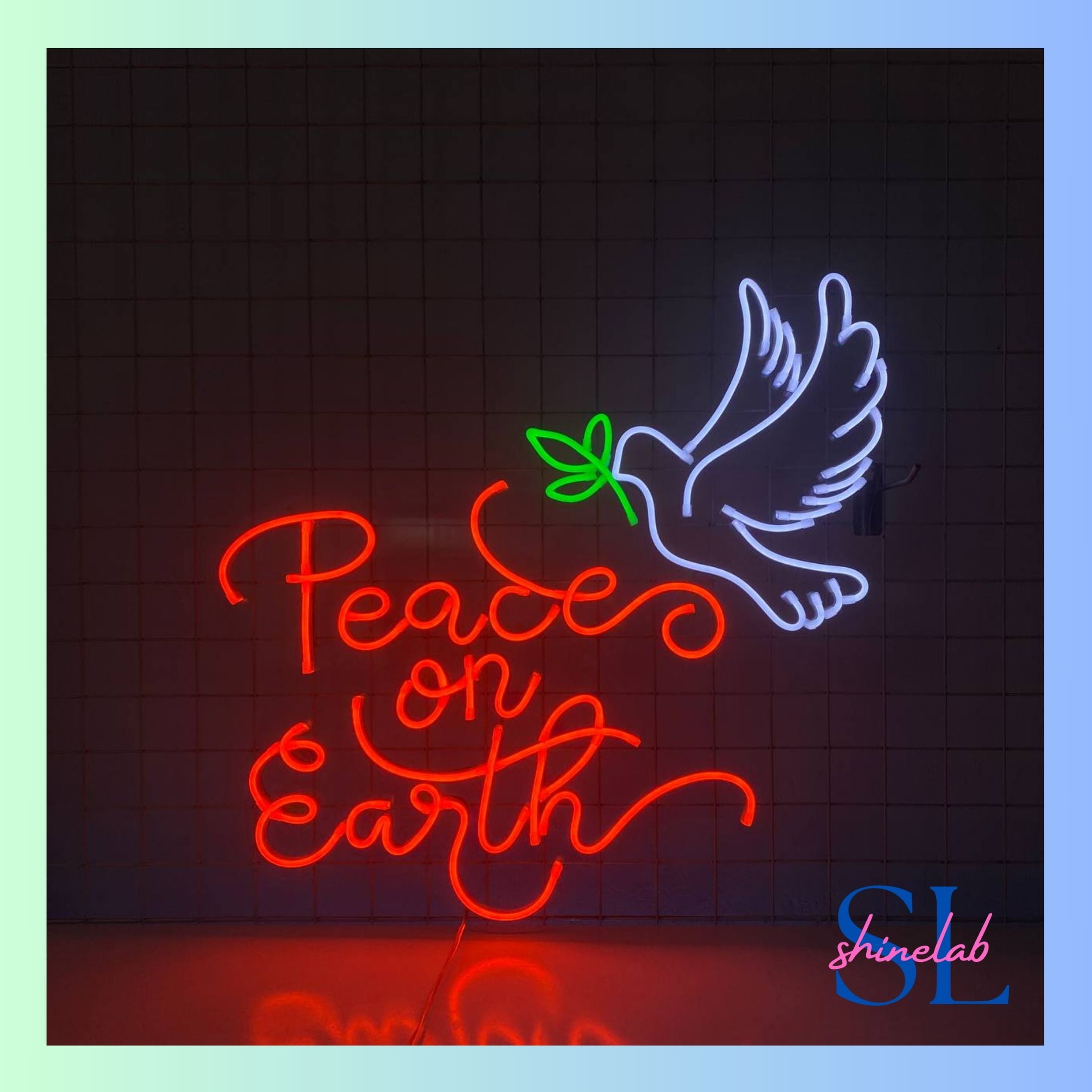 Shinelab Peace On Earth Neon Sign, Dove Bird Wall Art, Dove Bird Home ...