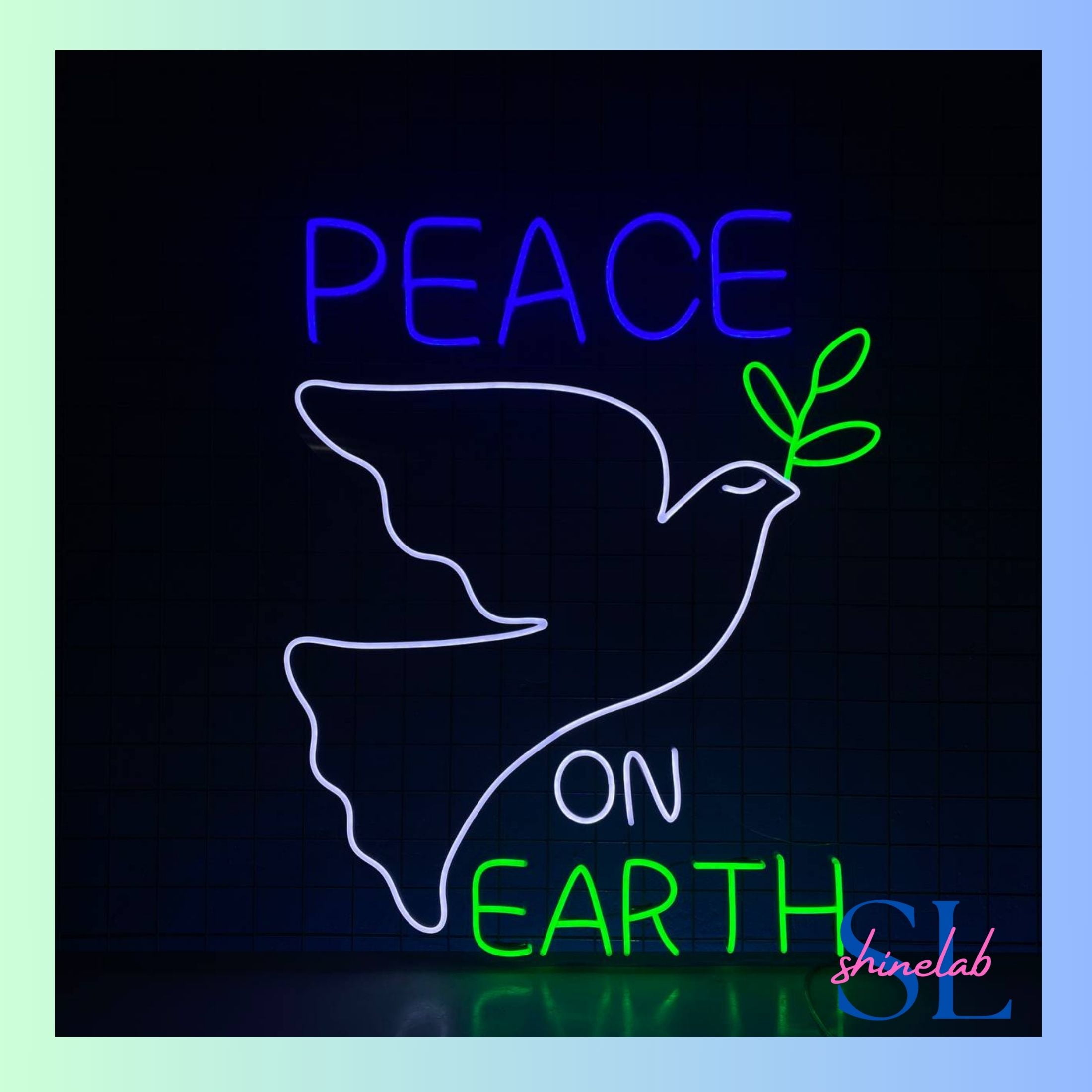 Shinelab Peace On Earth Neon Sign, Dove Bird Wall Art, Dove Bird Home ...