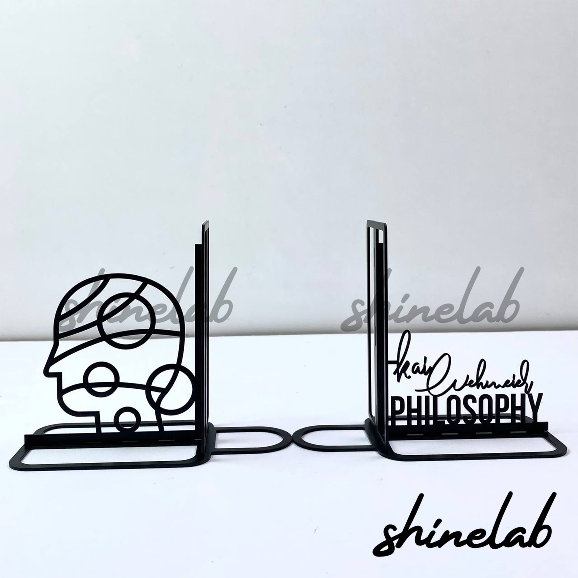 Shinelab Philosophy Office Metal Bookends Custom Philosopher Name ...