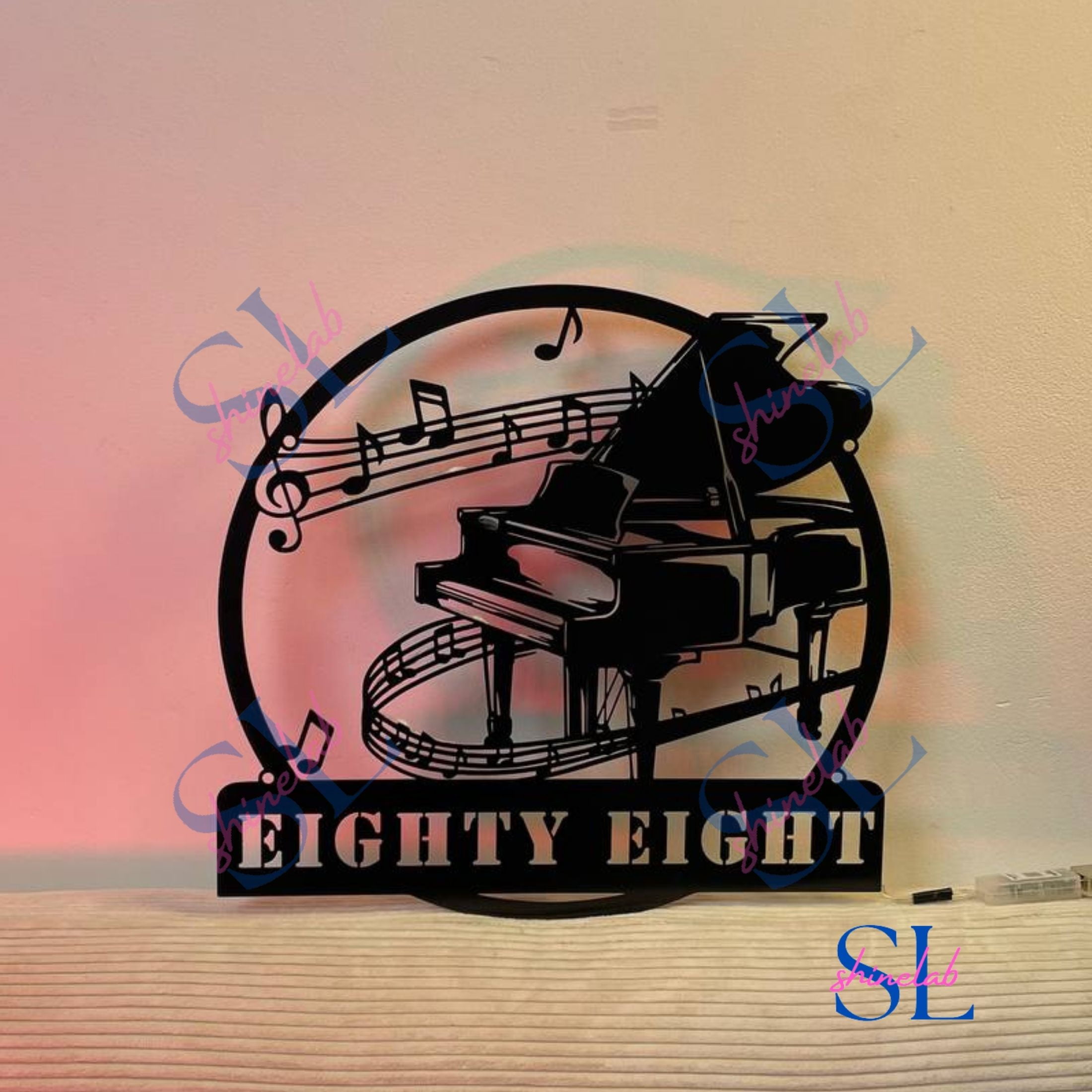 Shinelab Piano Metal Wall Art LED Light, Pianist Name Sign Home Decor ...