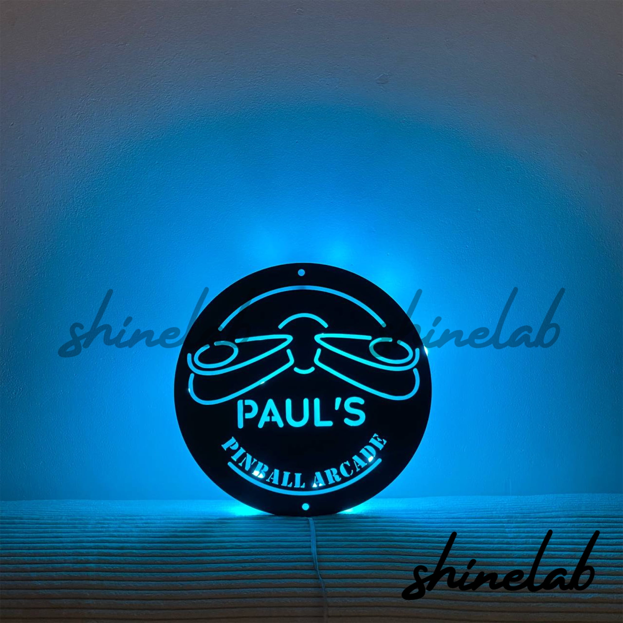 Shinelab Pinball Open Metal Sign LED Wall Art, Custom Game Player Wall ...