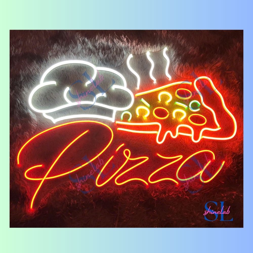 Shinelab Pizzeria Neon Sign, Pizza Chef Hat Neon Light, Italian Pizza ...