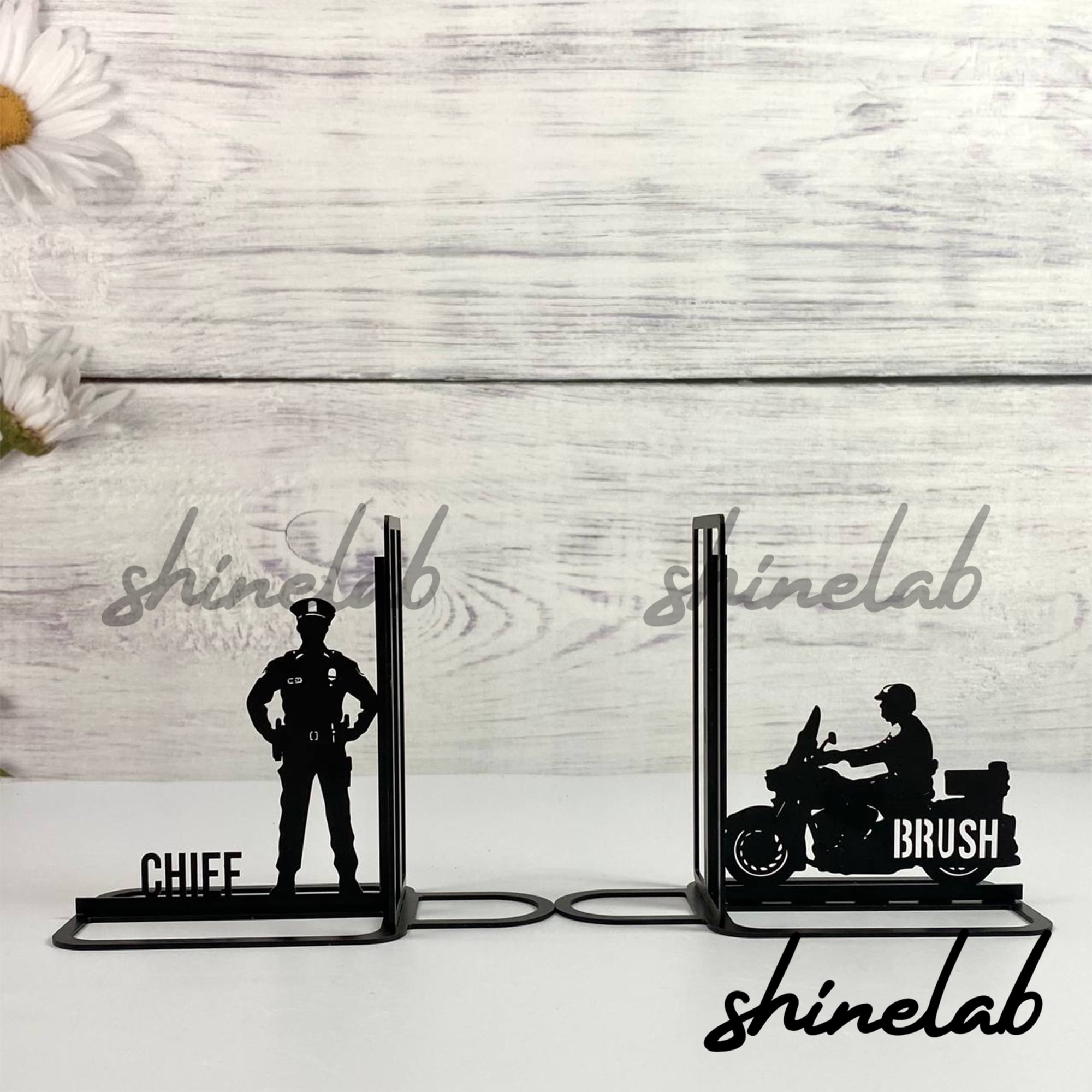 Shinelab Police Man Metal Bookend Personalized Police Officer Name ...