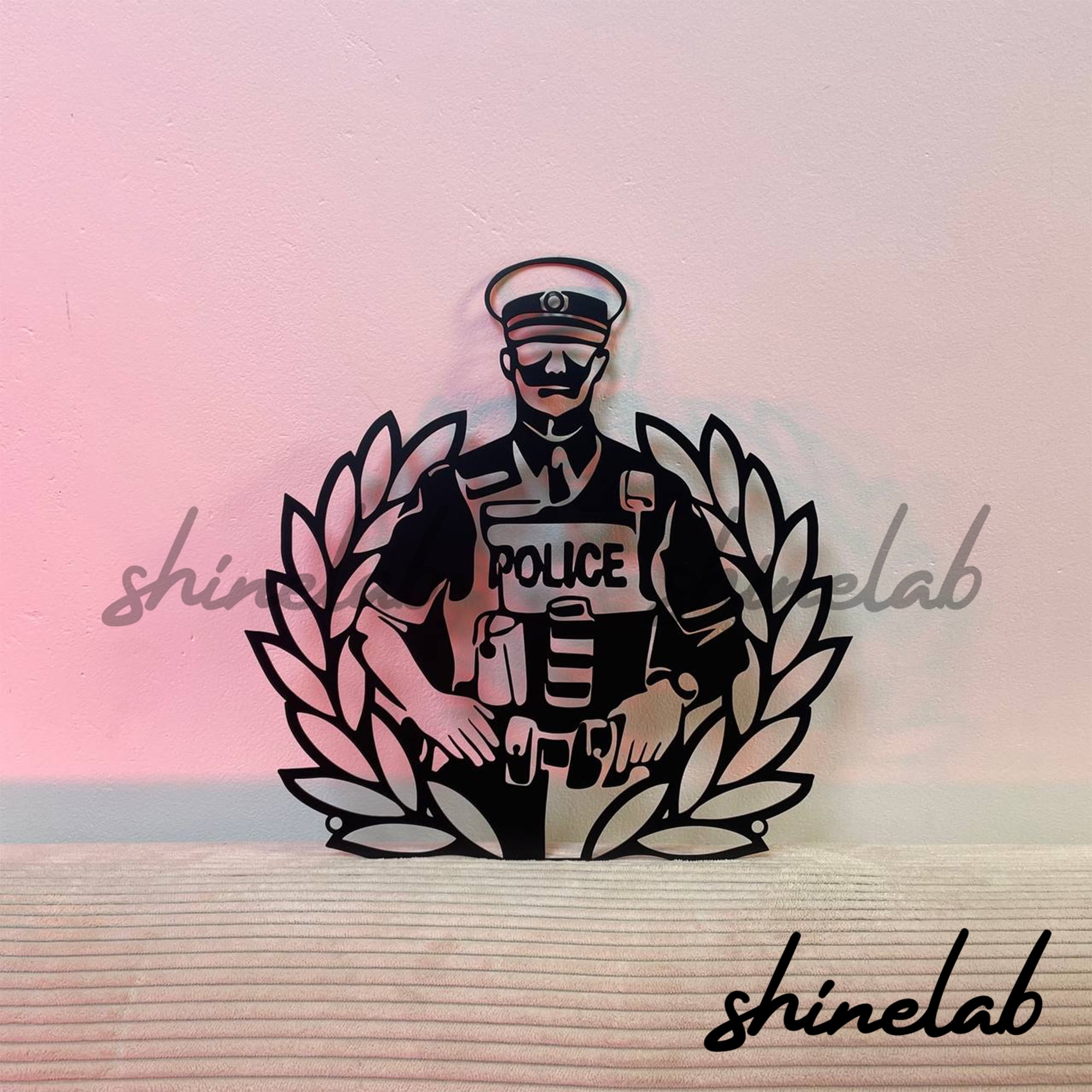 Shinelab Police Metal Sign LED Wall Art, Custom Name Policeman Wall ...