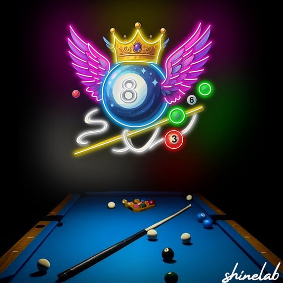 Shinelab Pool Hall Neon Sign, Billiards LED Light for Game Room, Man ...