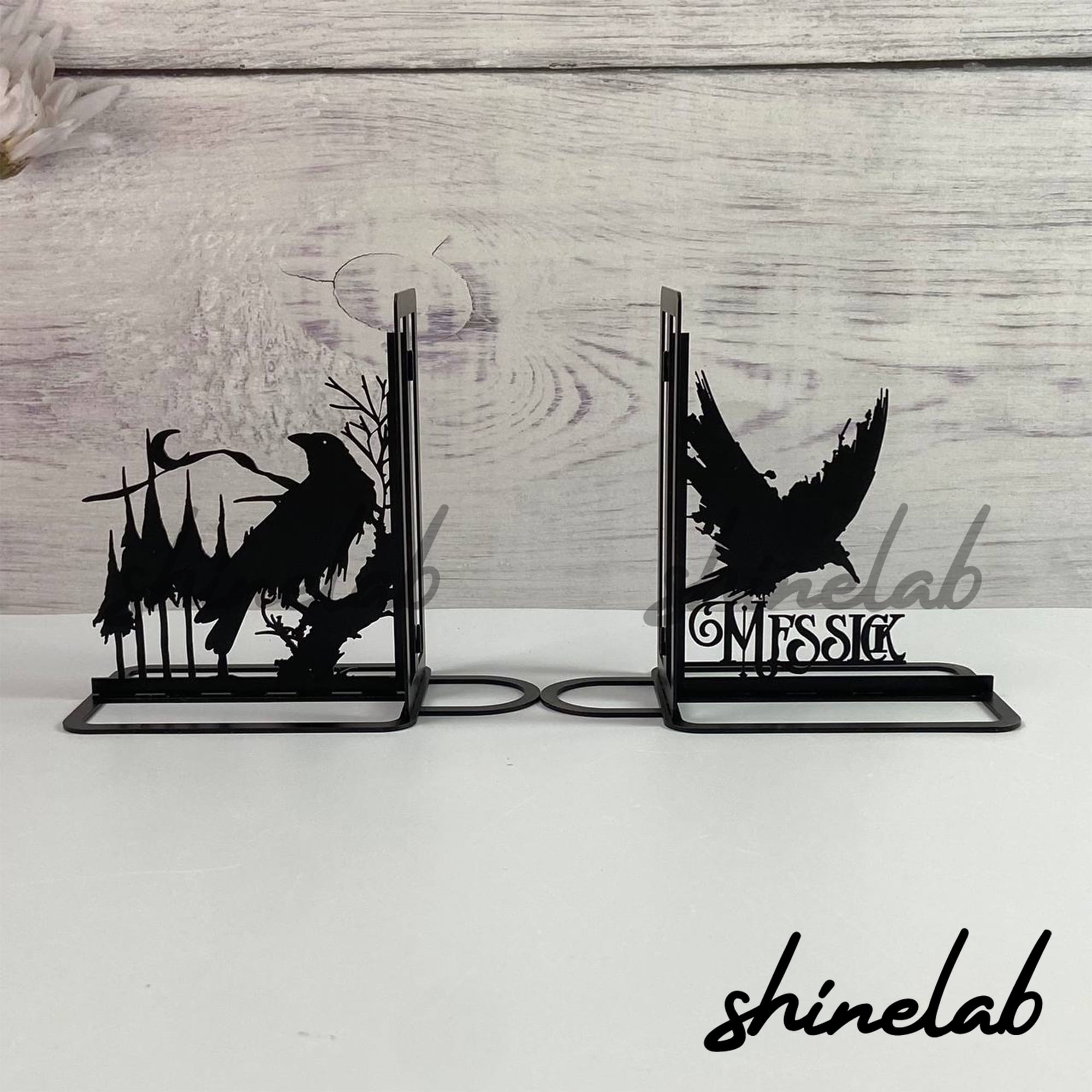Shinelab Raven Bird Bookends Bird Lover Name Bookend Gift, Animal Table ...