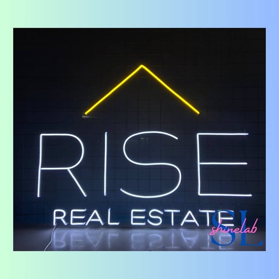 Shinelab Rise Real Estate Neon Sign, Real Estate Wall Art Light, Office ...