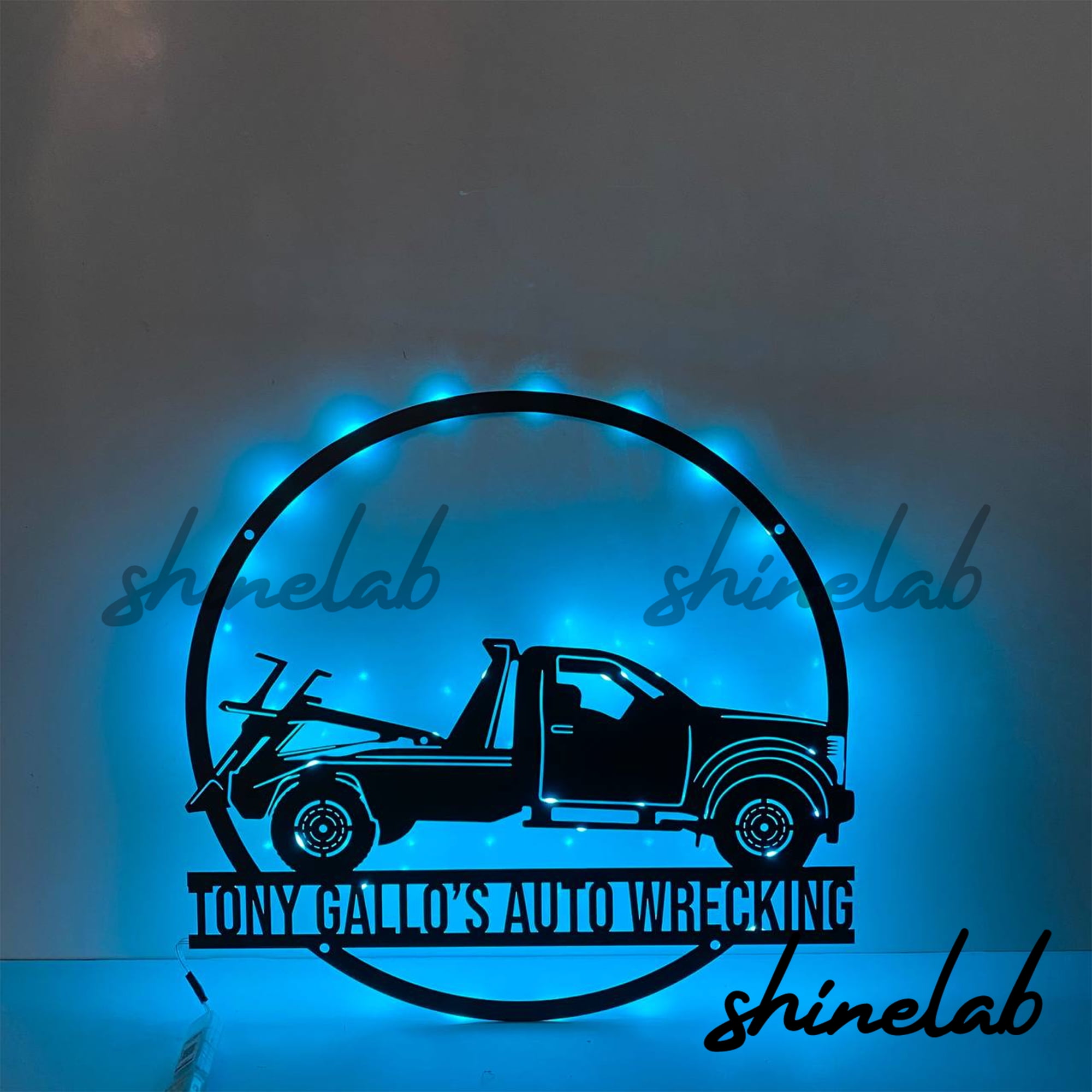 Shinelab Rotator Tow Truck Metal Sign LED Wall Art, Custom Truck Driver ...