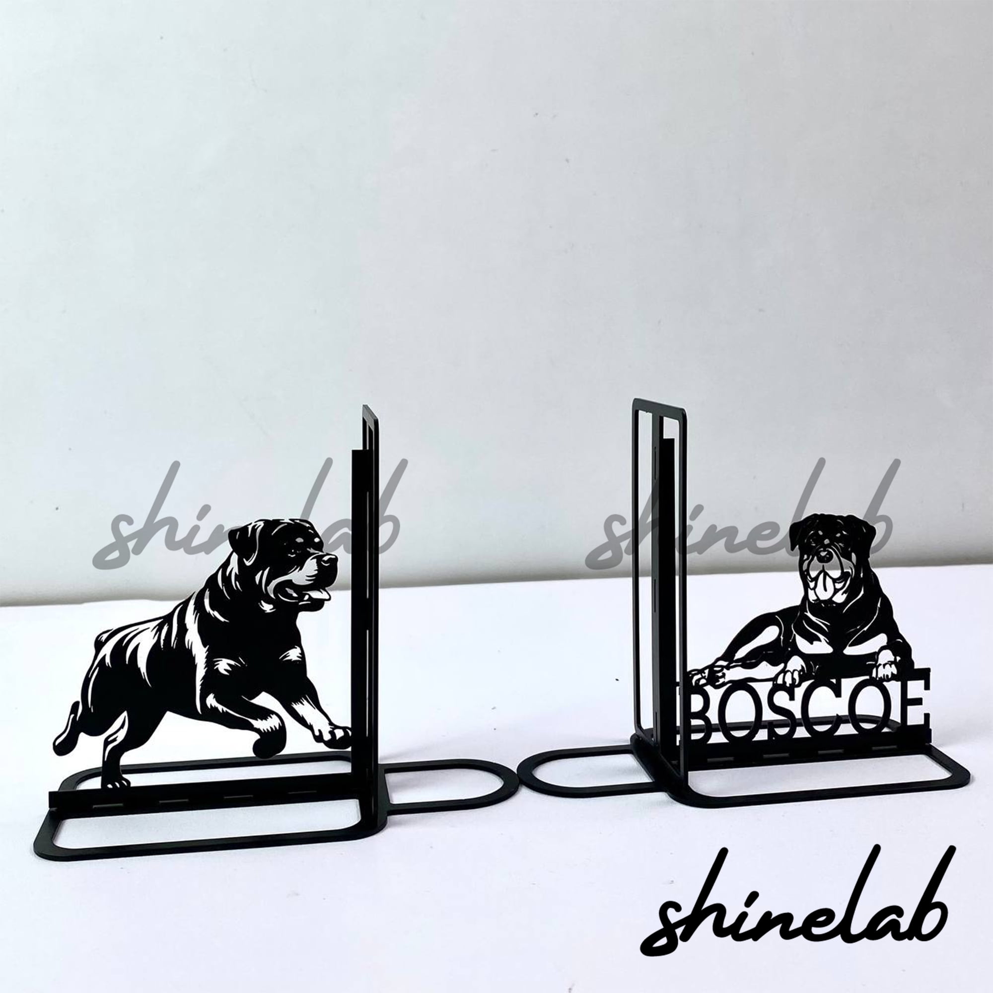 Shinelab Rottweiler Dog Metal Bookends Custom Family Dog Name Bookend ...