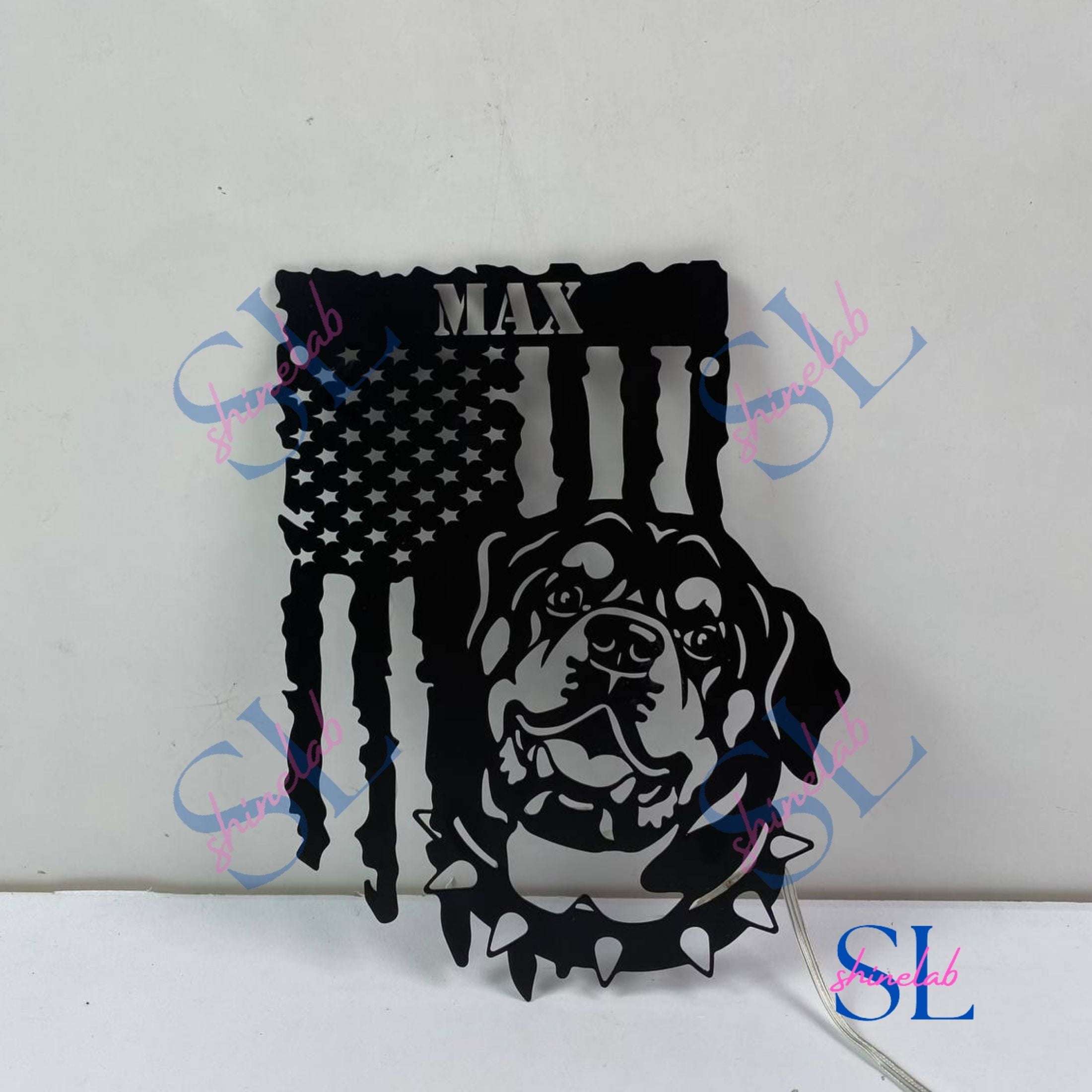 Shinelab Rottweiler Dog Metal Sign, Rottweiler US Flag Metal Wall Art ...