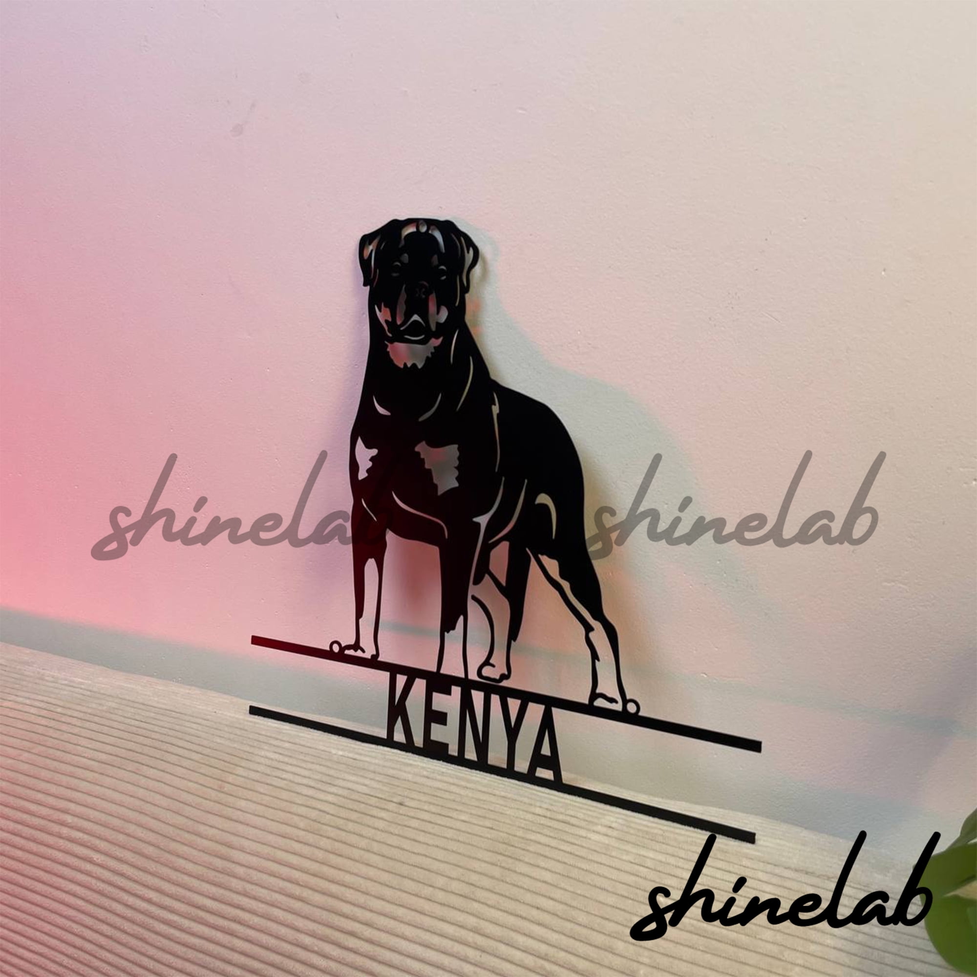 Shinelab Rottweiler Metal Sign LED Wall Art, Custom Name Dog Wall Decor ...