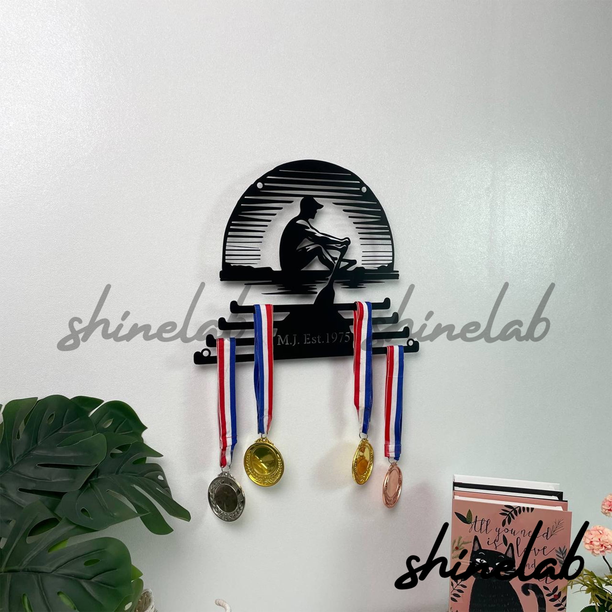 Shinelab Rowing Custom Medal Hanger, Row Boat LED Wall Decor, Sport ...