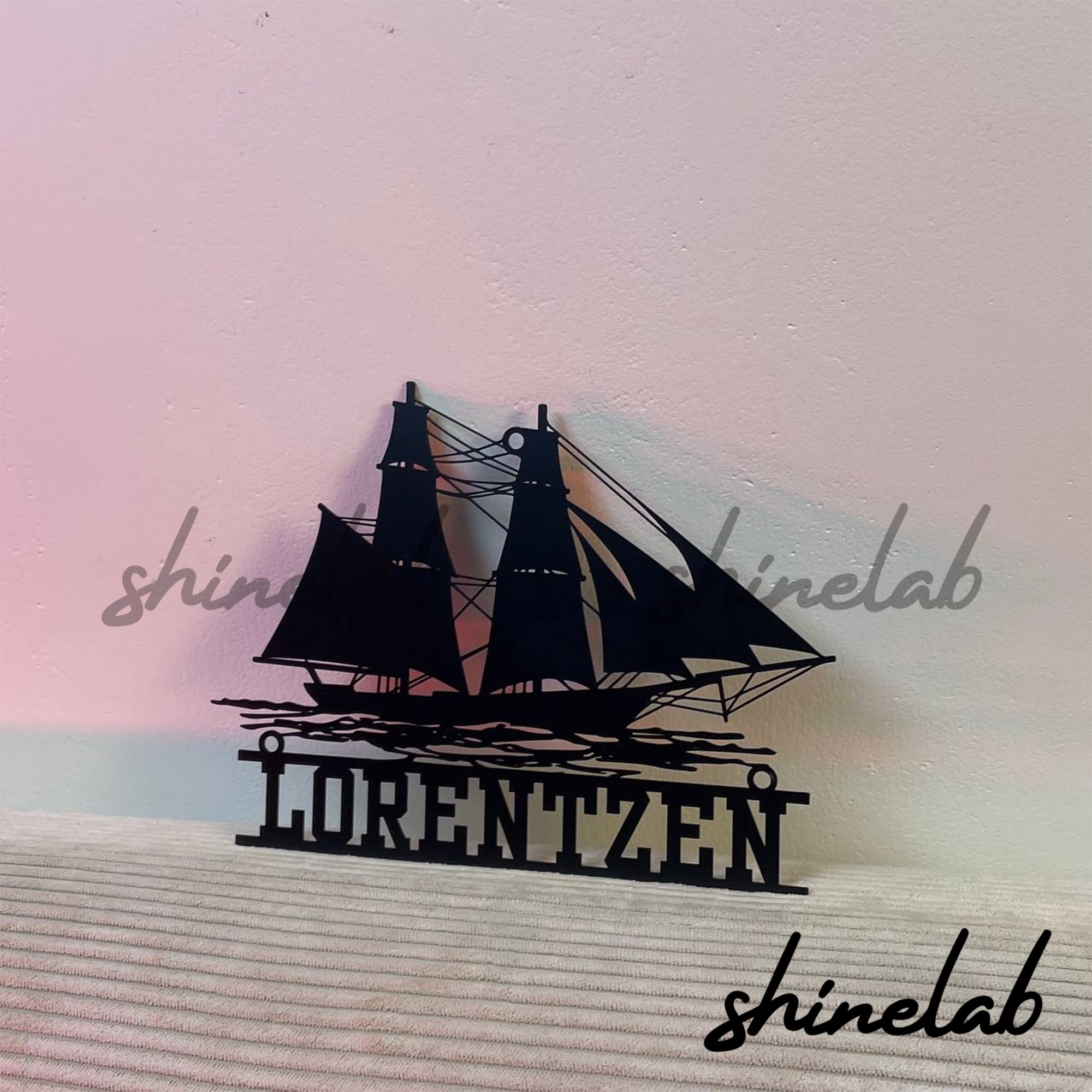 Shinelab Sailboat Metal Sign, Custom Sailling Boat Name LED Wall Art ...