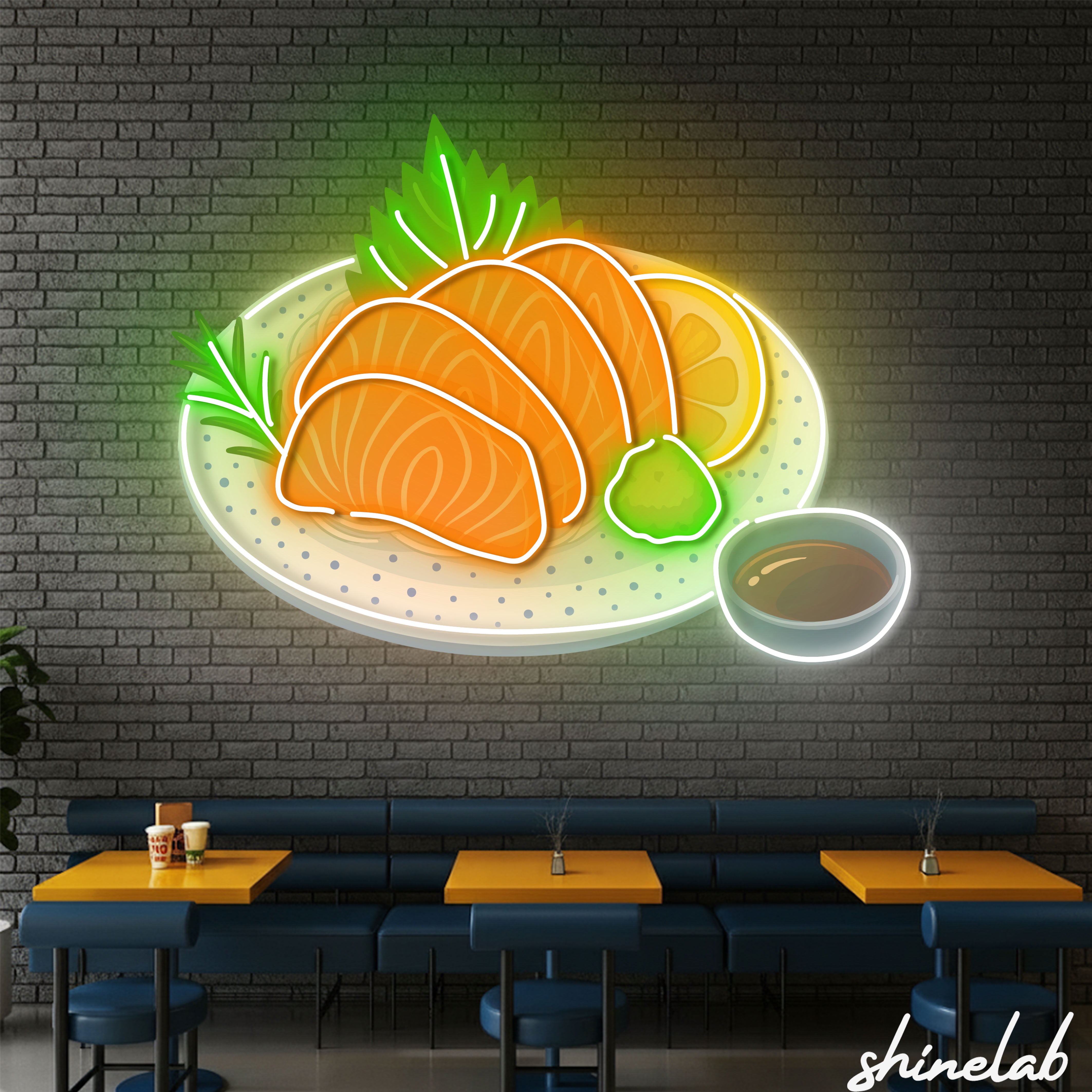 Shinelab Salmon Sashimi Neon Sign, LED Light Art for Sushi Bar and ...