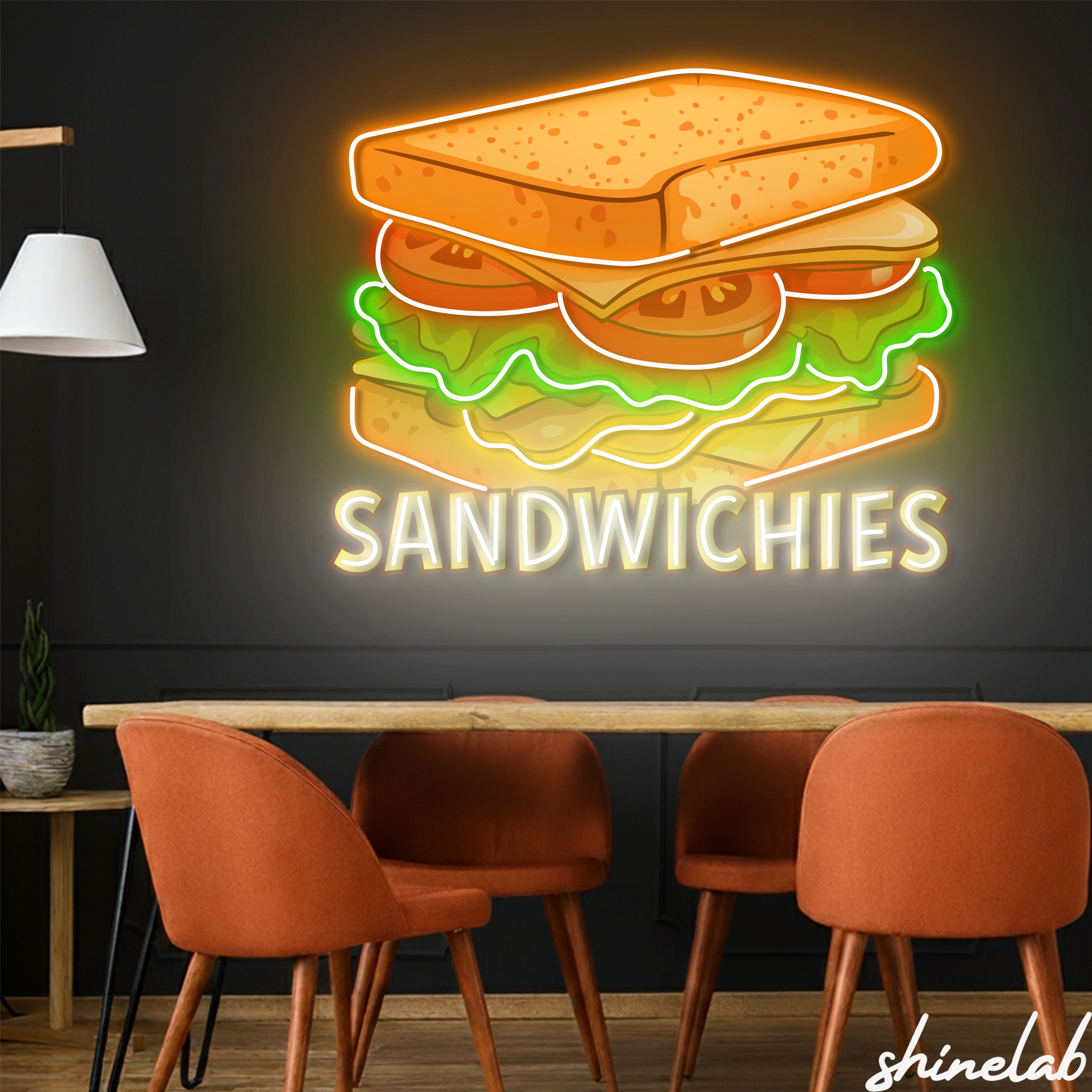 Shinelab Sandwich Neon Sign, LED Light for Cafe, Restaurant and Food ...