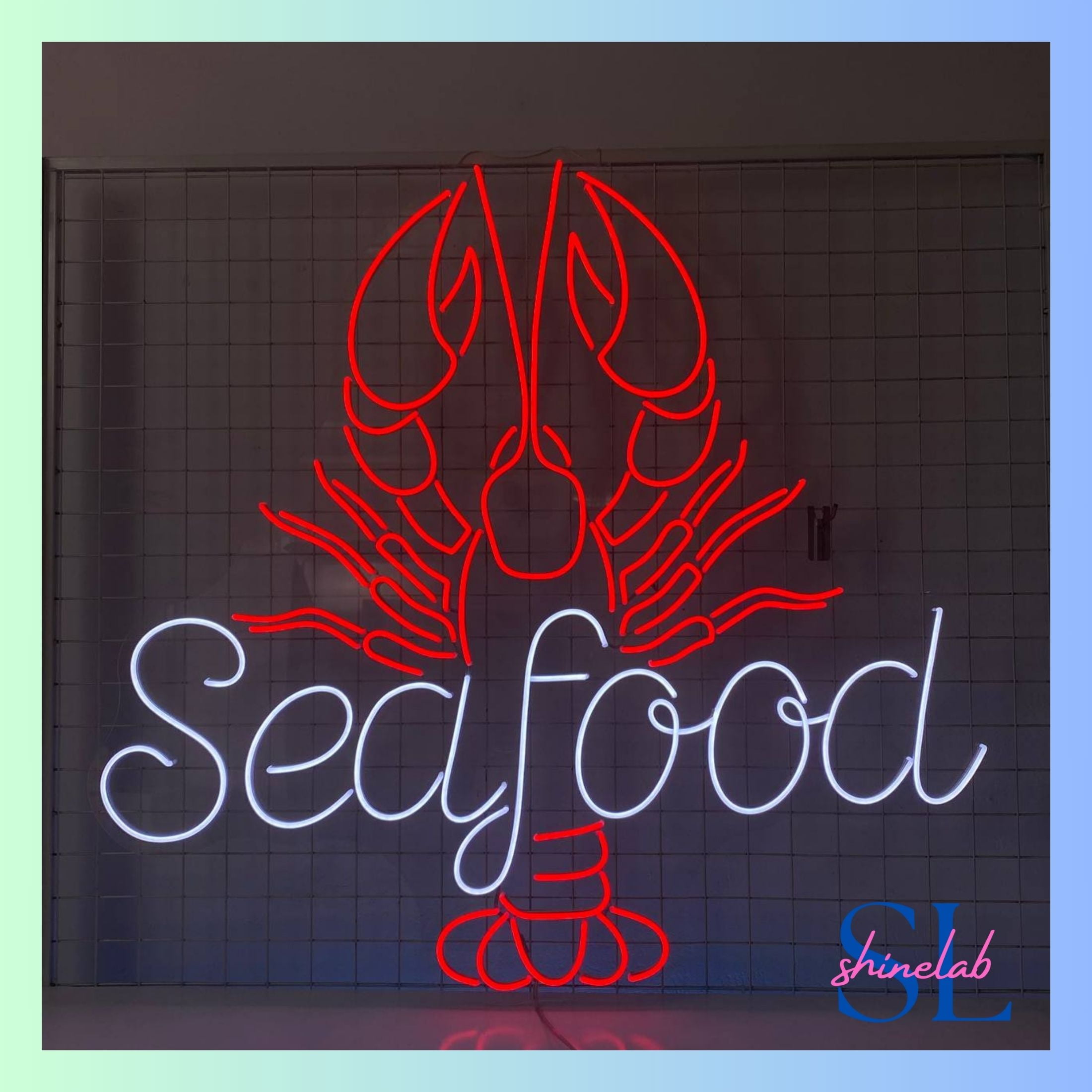 Shinelab Seafood Neon Sign, Seafood Lobster Wall Art, Seafood ...