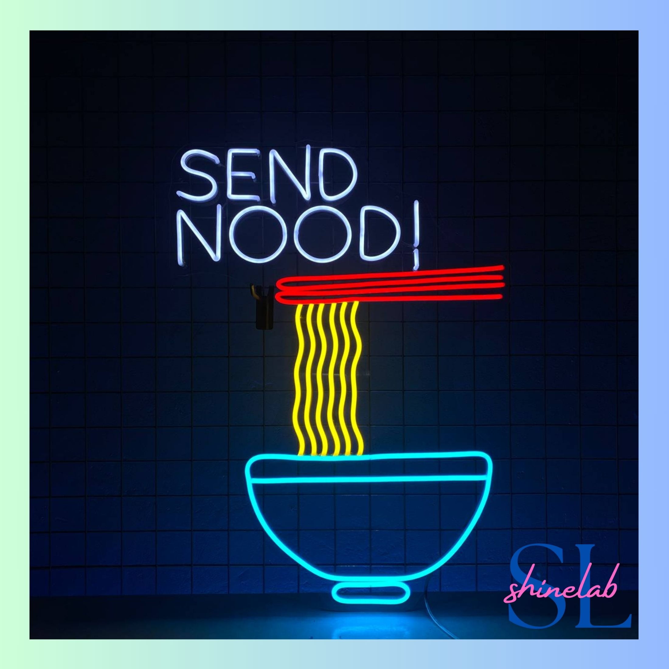 Shinelab Send Nood Neon Sign, Noodle Bowl Wall Art Light, Food Restaurant Wall Decor 01395 ...