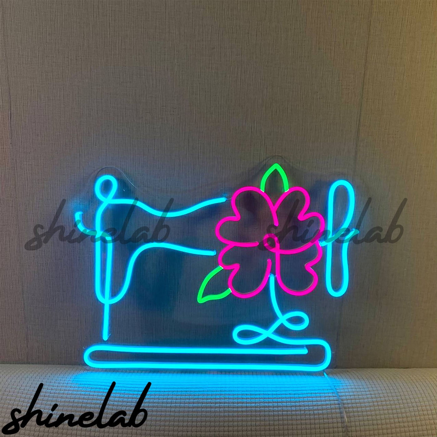 Shinelab Sewing Machine with Flower Neon Sign, Tailor Craft Room Wall ...
