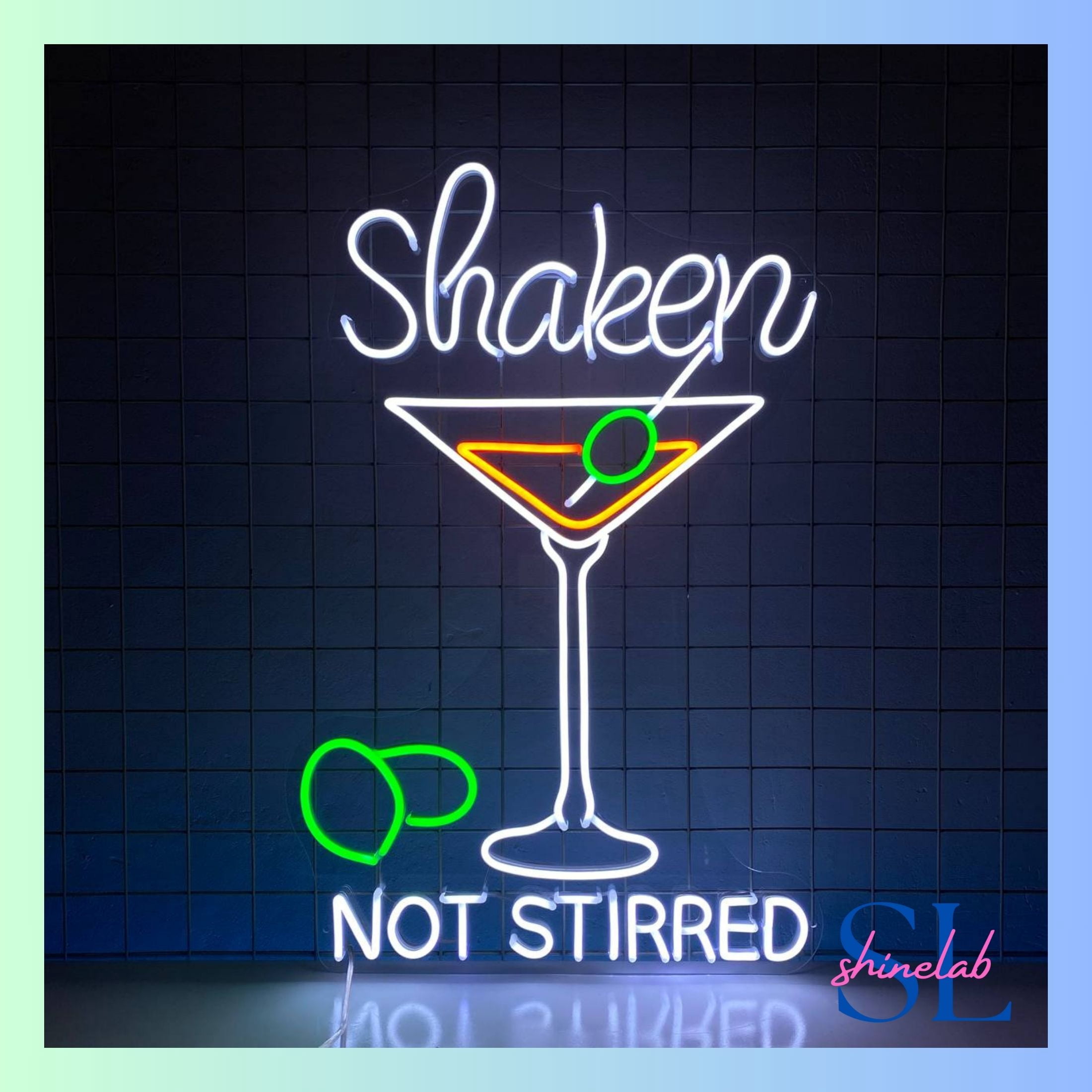 Shinelab Shaken Not Stirred Martini Neon Sign, Martini Wall Art ...