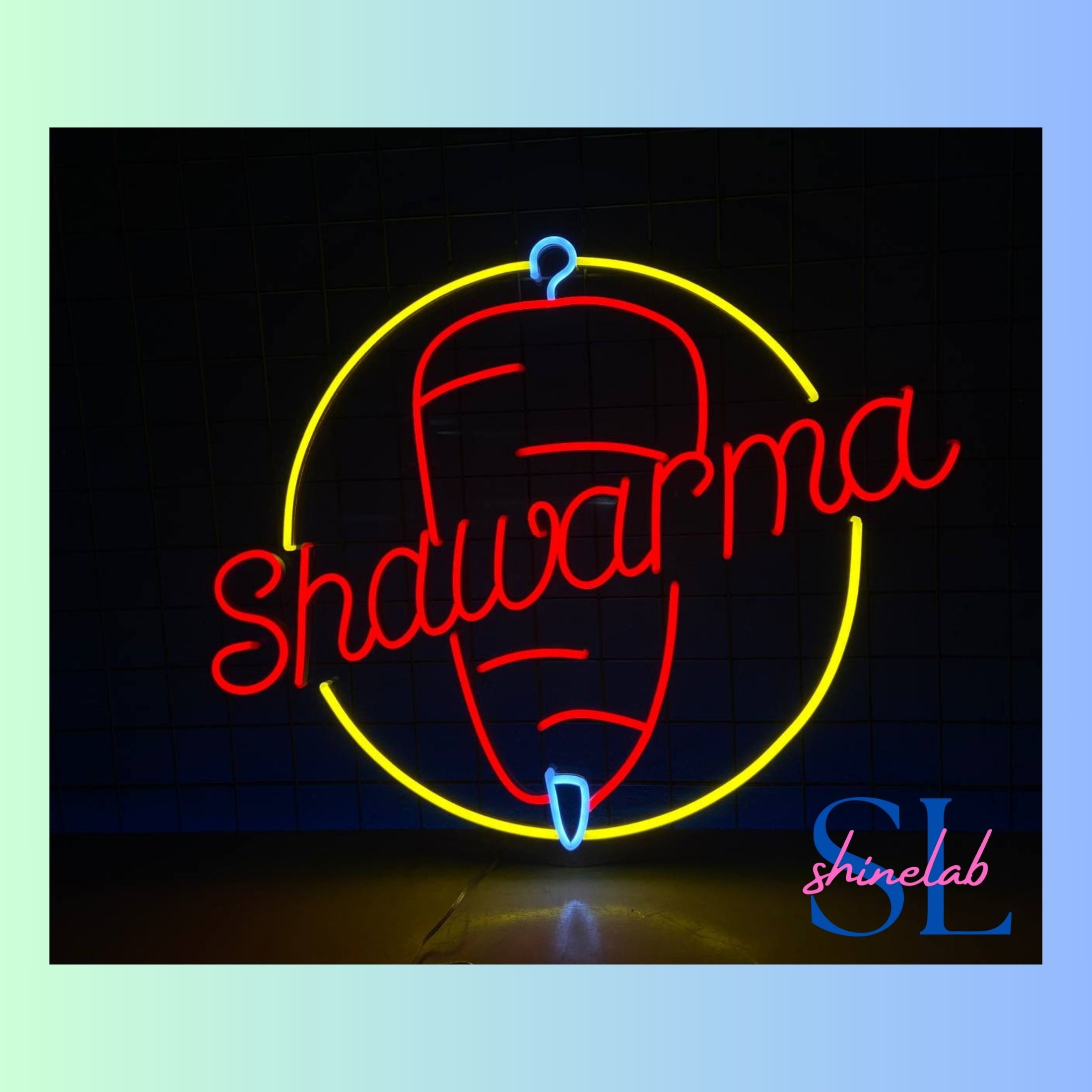 Shinelab Shawarma Neon Sign, Middle Eastern Food Wall Art Light, Food ...