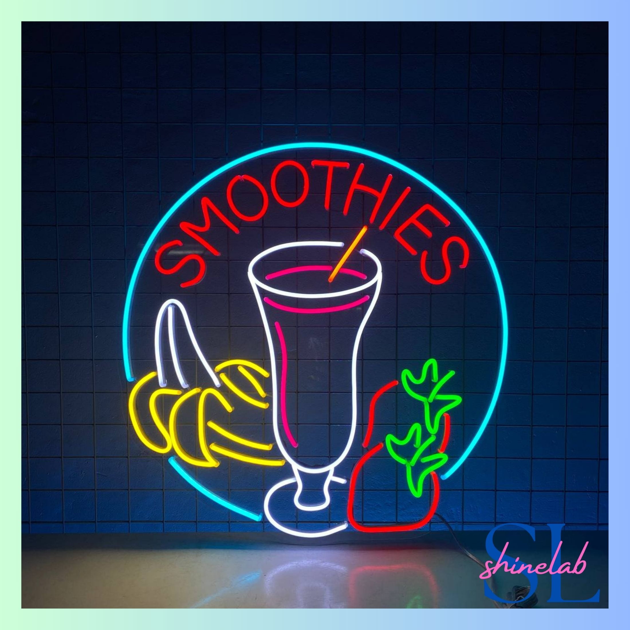 Shinelab Smoothies Neon Sign, Smoothies Fruit Wall Art Light, Banana ...