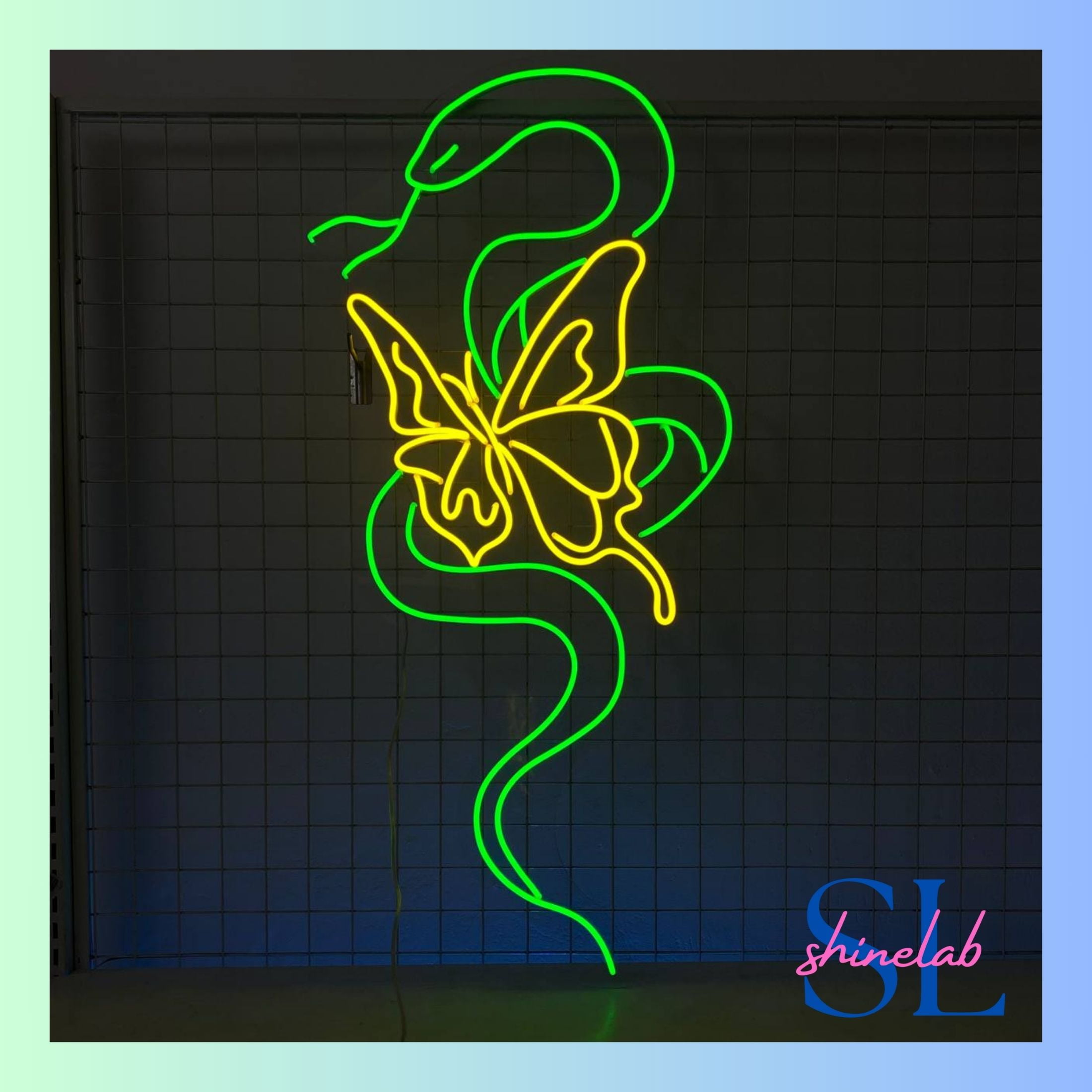 Shinelab Snake With Butterfly Neon Sign, Butterfly Snake Wall Art ...