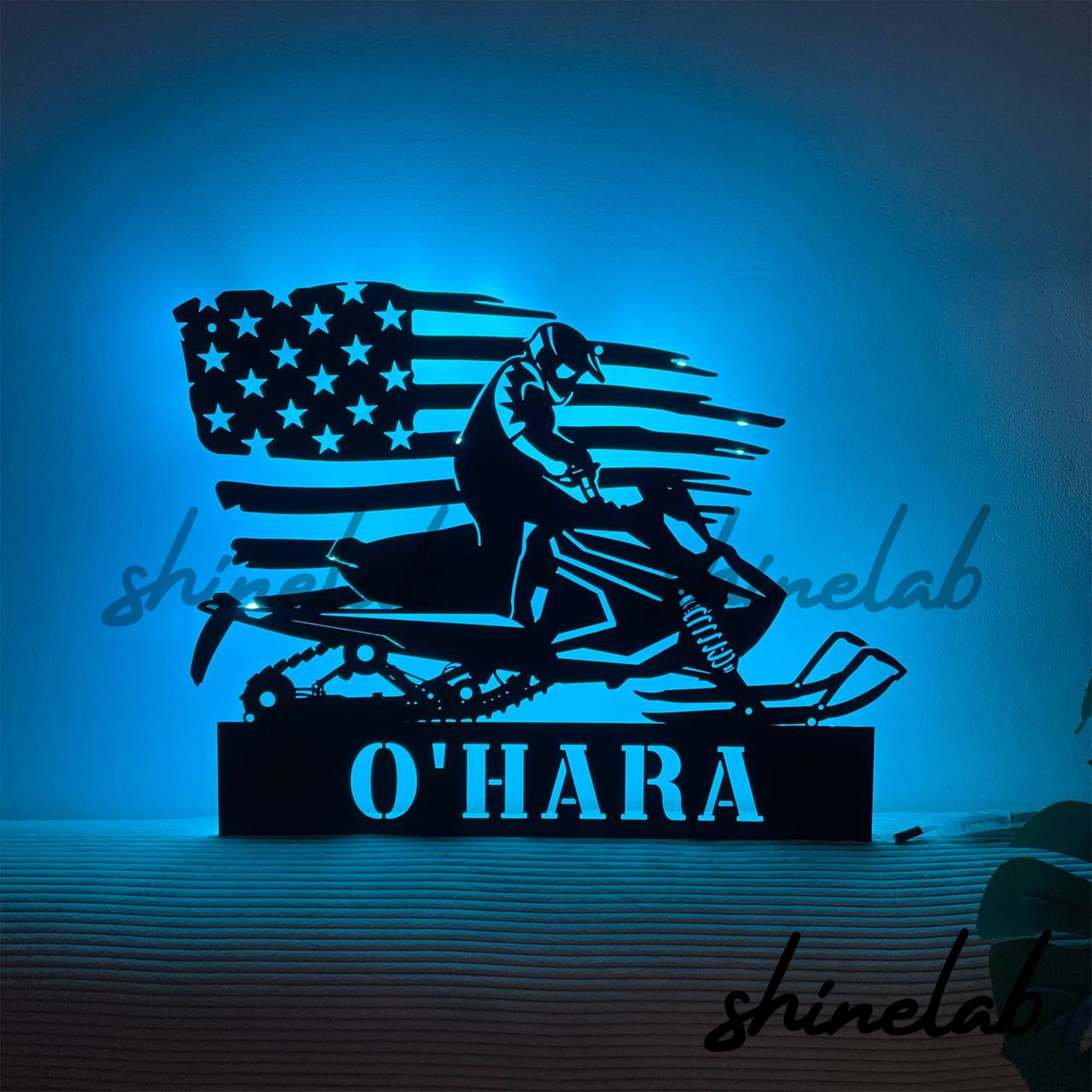 Shinelab Snowmobile Metal Sign LED Wall Art, Custom Motor Wall Decor ...