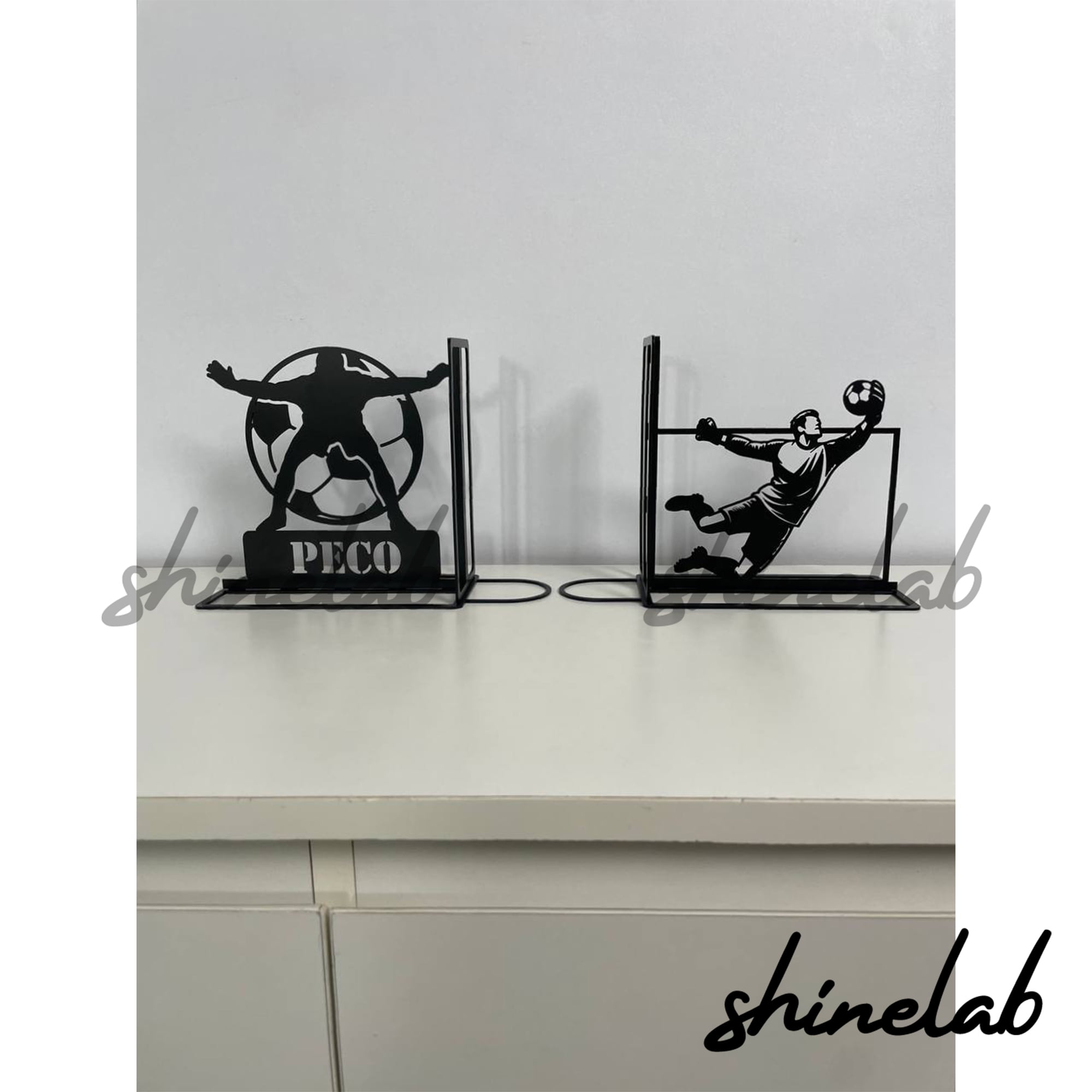 Shinelab Soccer Metal Bookends Custom Goalkeeper Name Bookend Gift ...