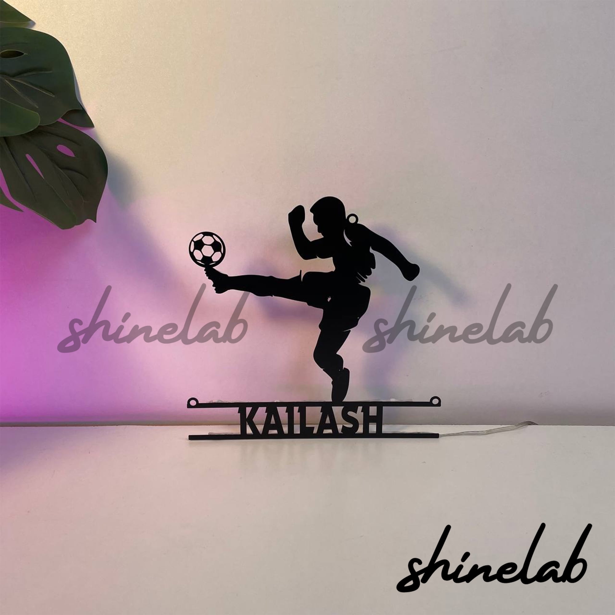 Shinelab Soccer Metal Sign LED Wall Art, Custom Name Football Player ...