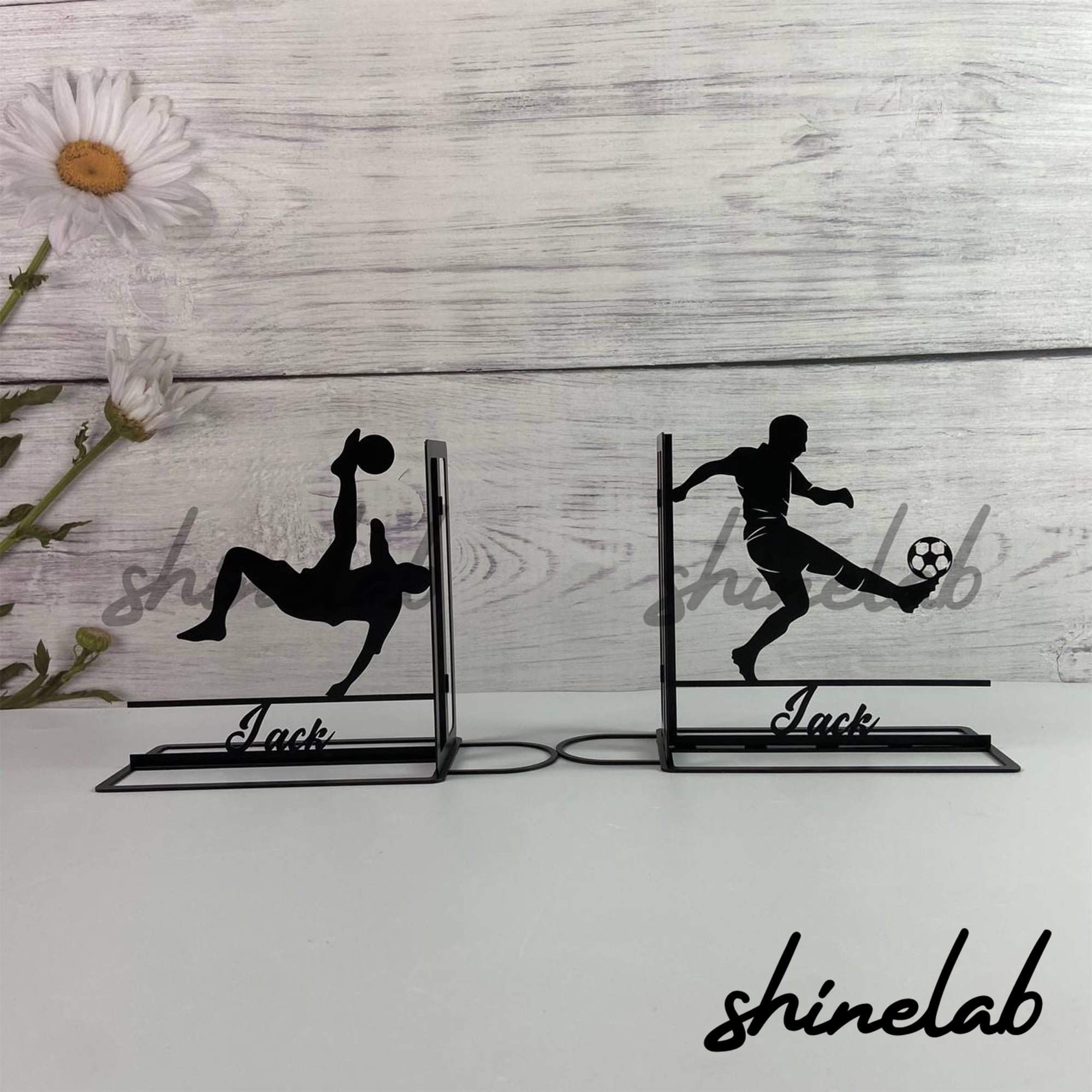 Shinelab Soccer Player Metal Bookends Player Bookend Gift, Sports Table ...