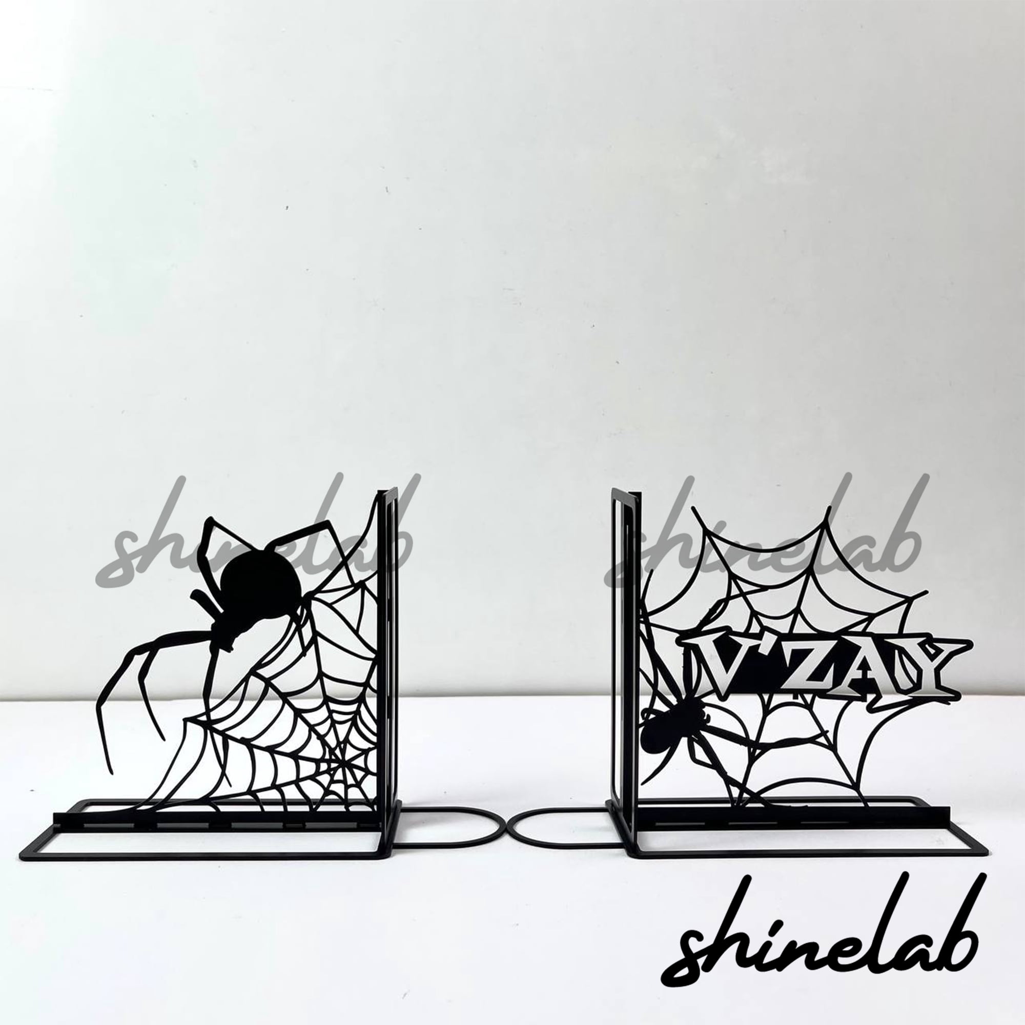 Shinelab Spider Web Metal Bookends Custom Animal Lover Name Bookend ...