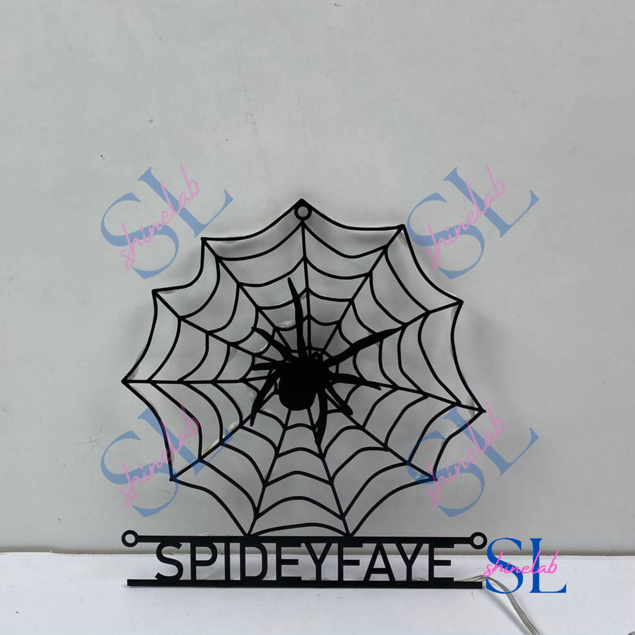 Shinelab Spider Web Metal Wall Art Led Light, Spider Web Metal Sign ...