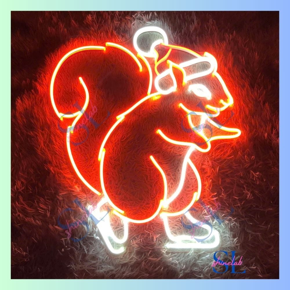 Shinelab Squirrel Ice Skating Neon Sign, Squirrel Ice Skater Led Light ...
