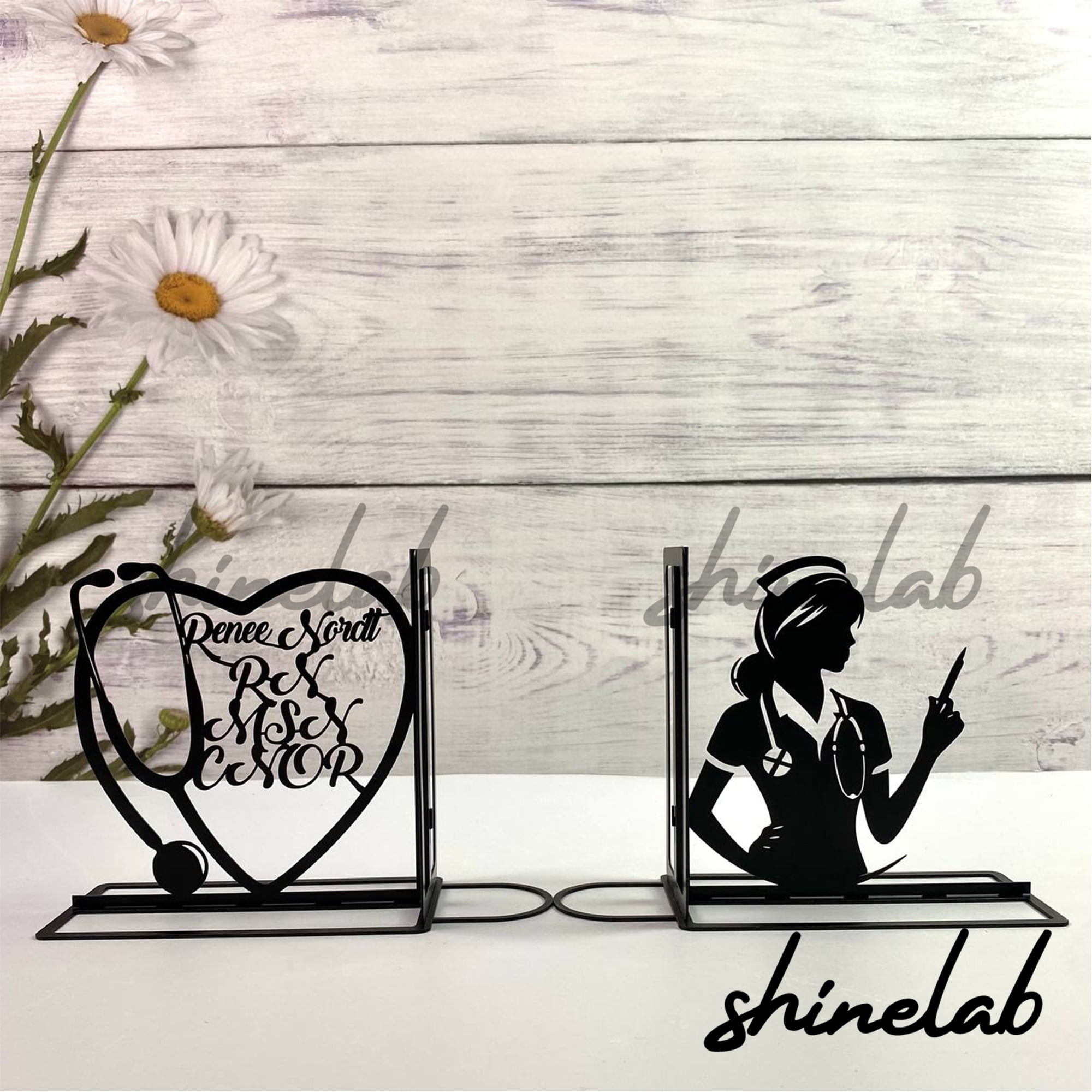 Shinelab Stethoscope Metal Bookends, Themed Book Holder, Table ...