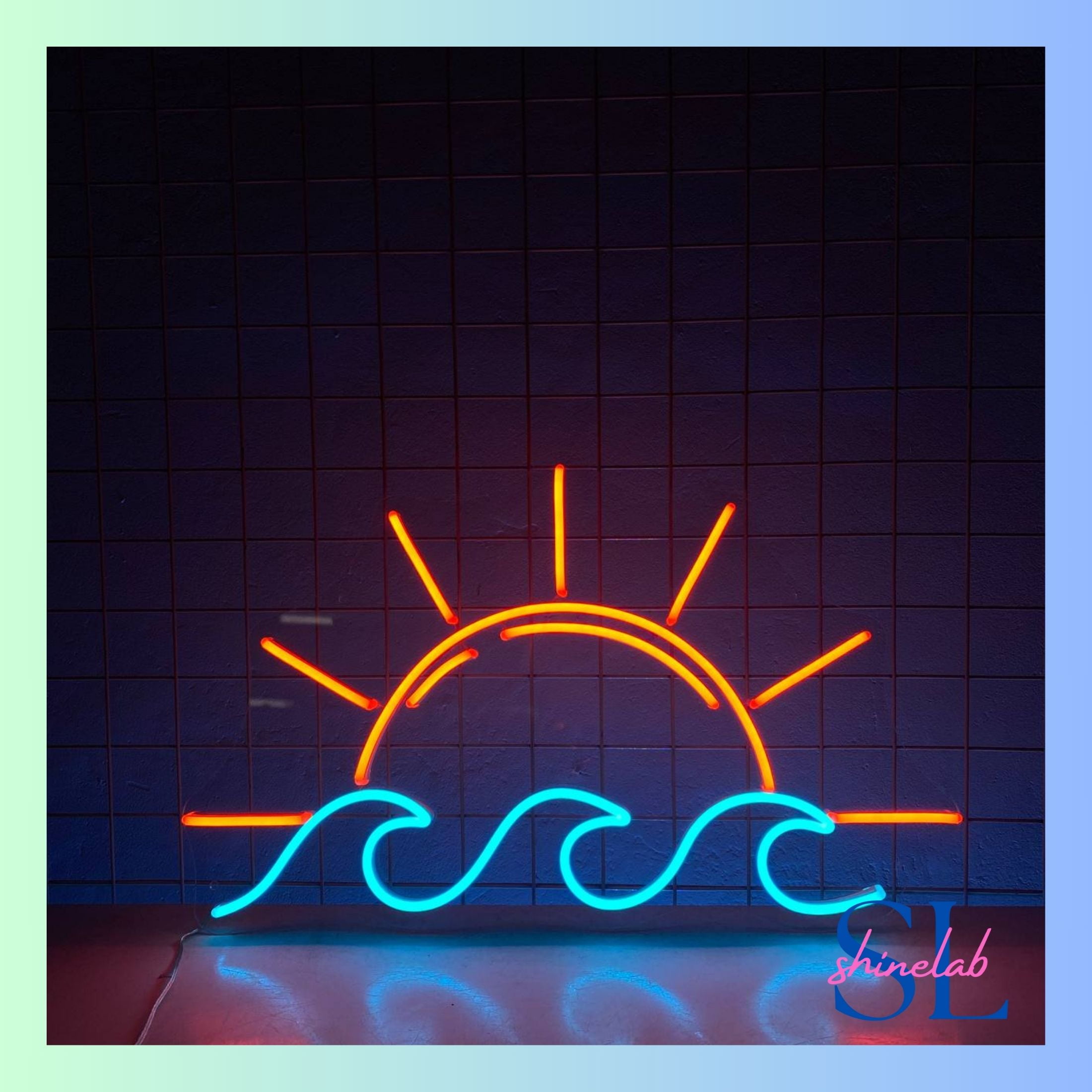 Shinelab Sun Wave Ocean Neon Sign, Sun Waves Wall Art Light, Sunset ...