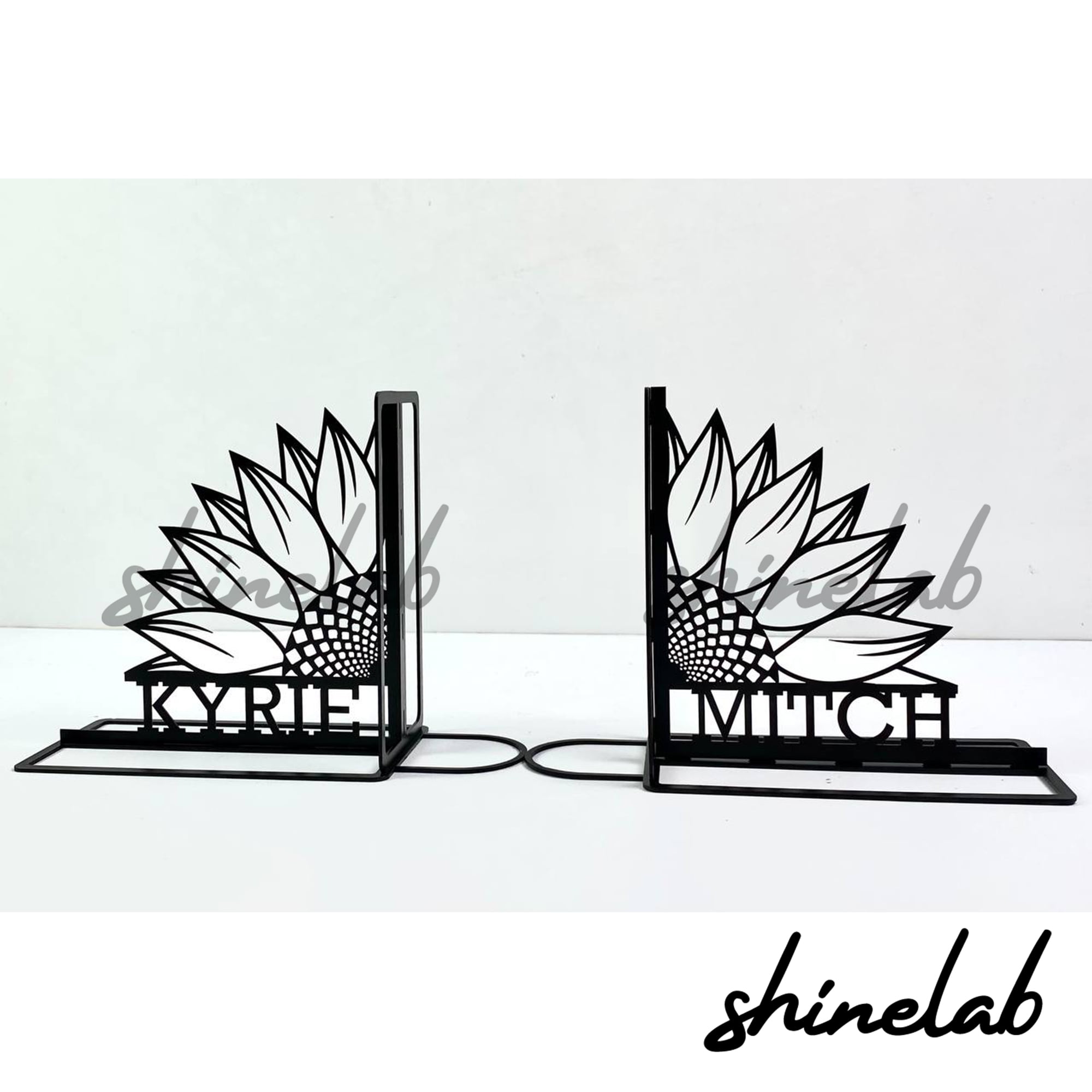 Shinelab Sunflower Metal Bookends Custom Flower Personalized Name ...