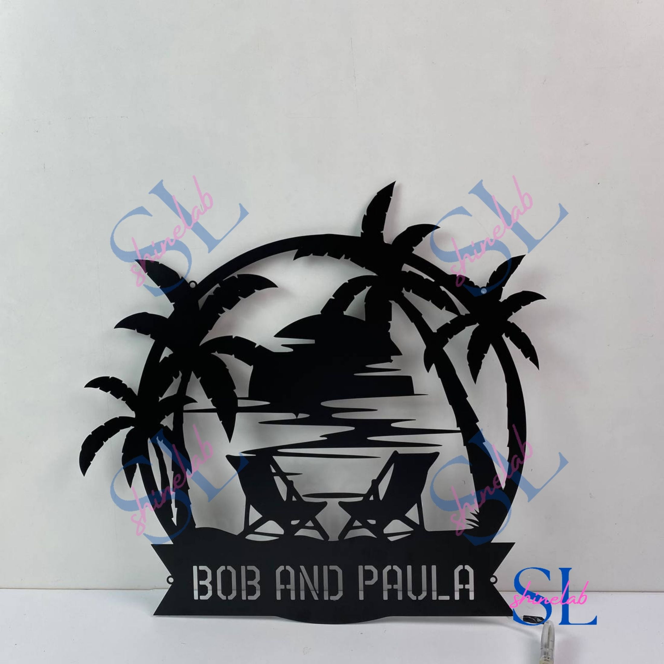 Shinelab Sunshine Palm Tree Beach House Metal Sign, Beach House Metal ...
