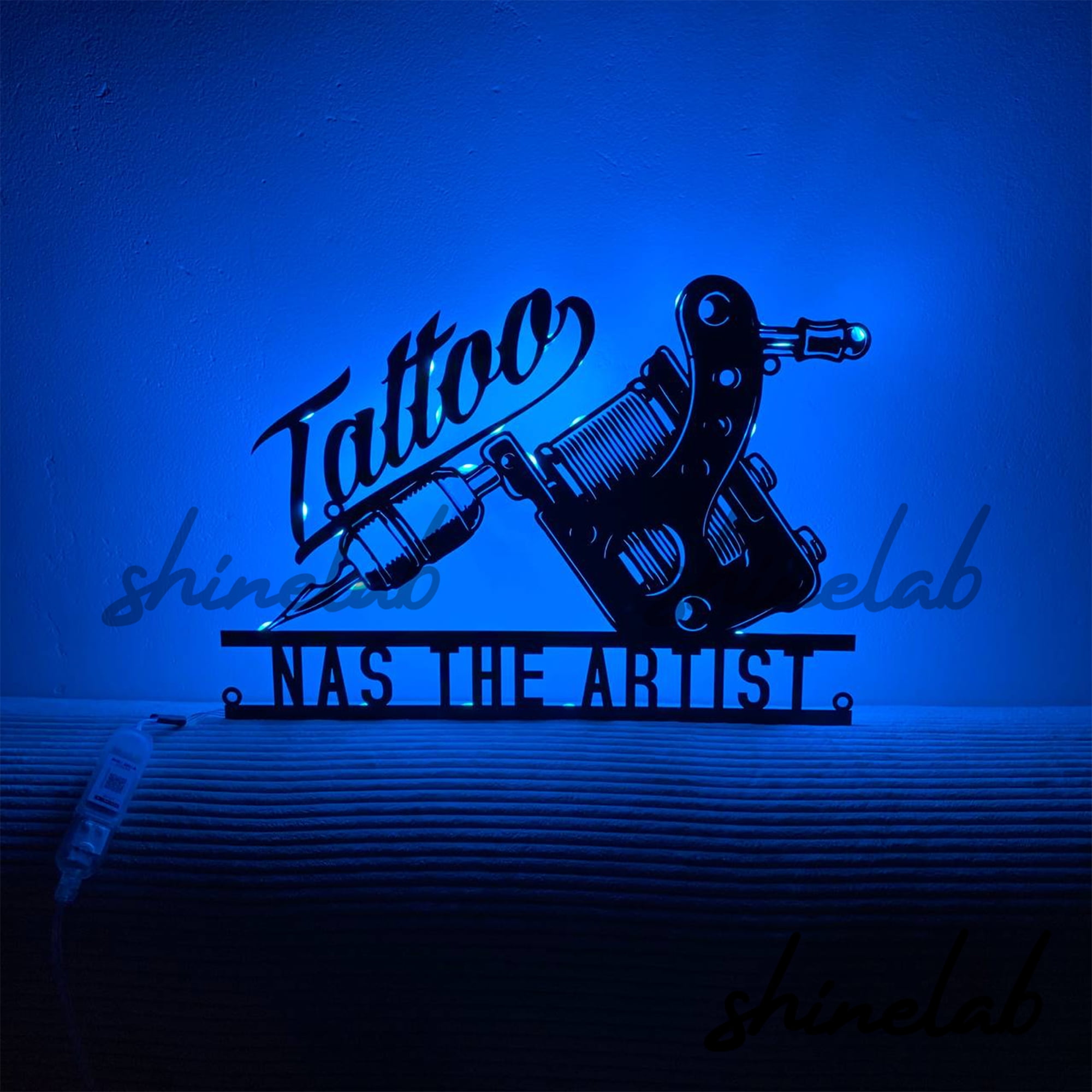 Shinelab Tattoo Artist Metal Sign LED Wall Art, Custom Tattooist Shop ...