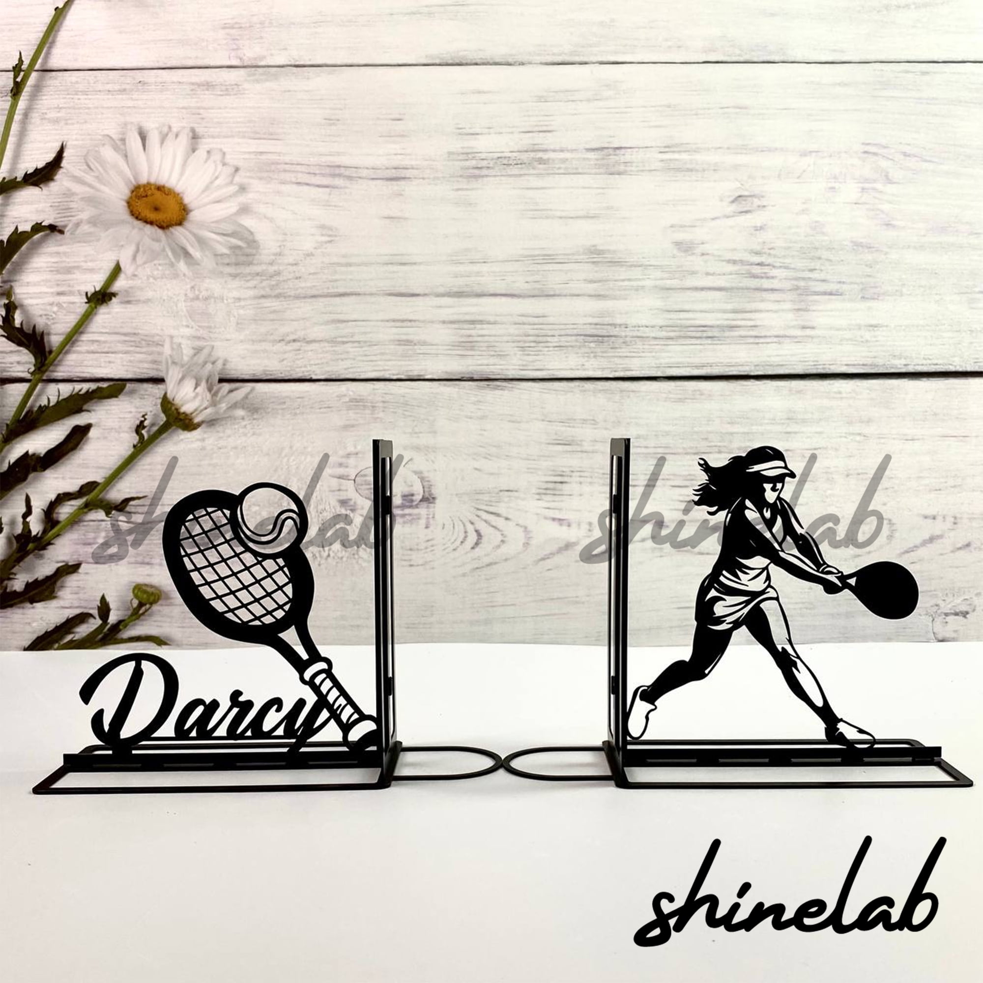 Shinelab Tennis Metal Bookends Player Name Bookend Gift, Sports ...