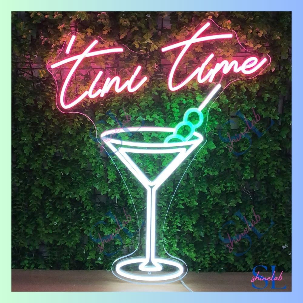 Shinelab Tini Time Neon Light, Martini Neon Sign for Bar, Cocktail Led ...