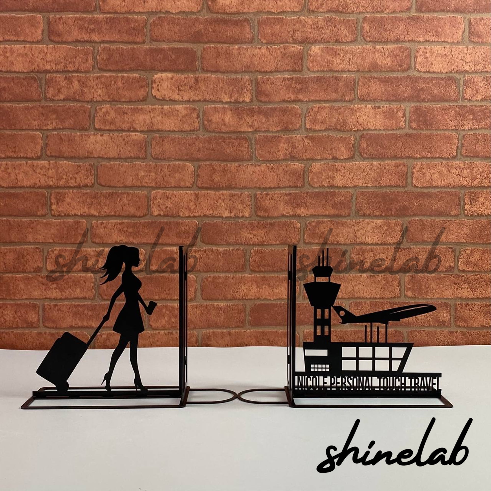 Shinelab Travel Metal Bookends Coastal Suitcase Name Bookend Gift ...