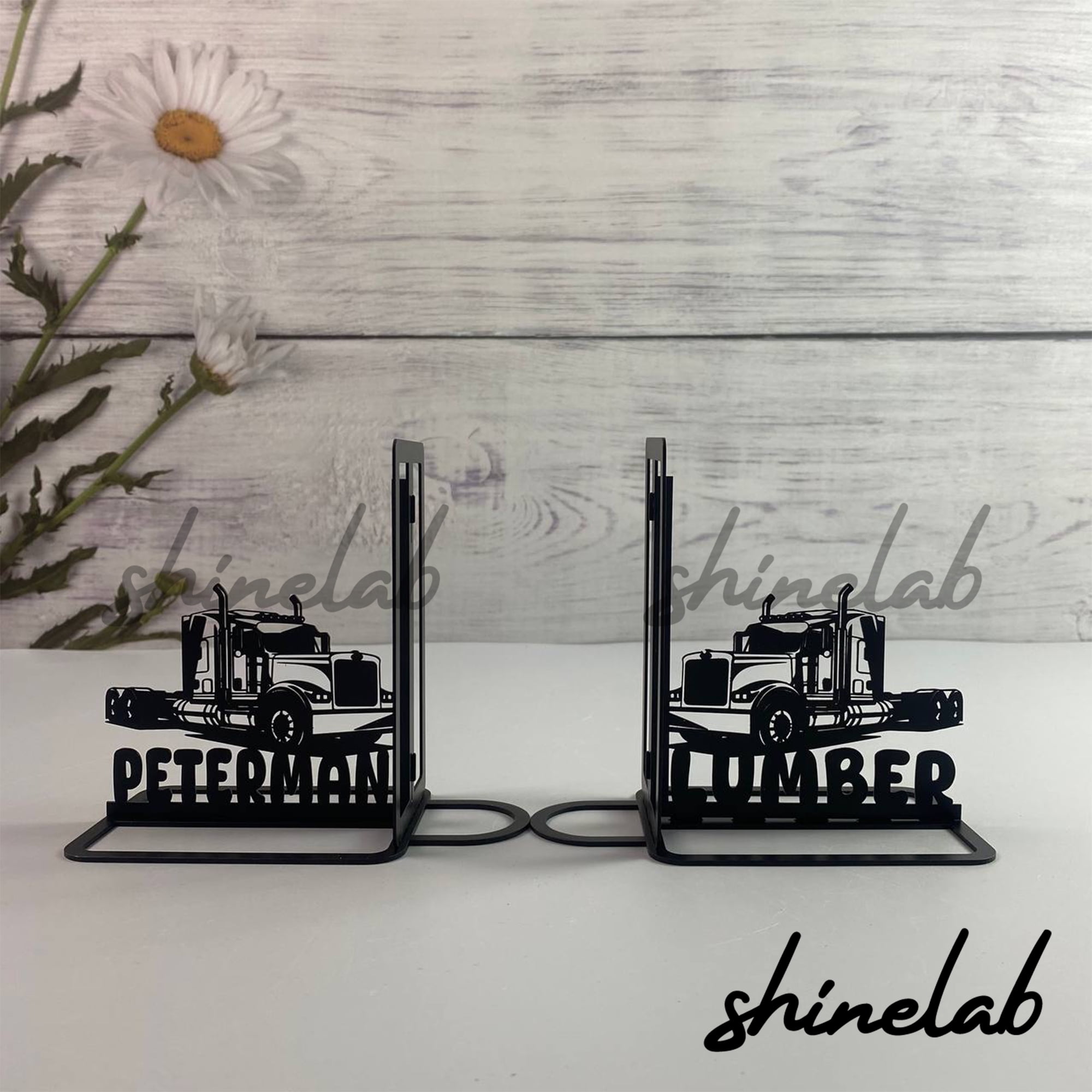 Shinelab Truck Metal Bookends Truck Driver Name Bookend Gift, Sports ...