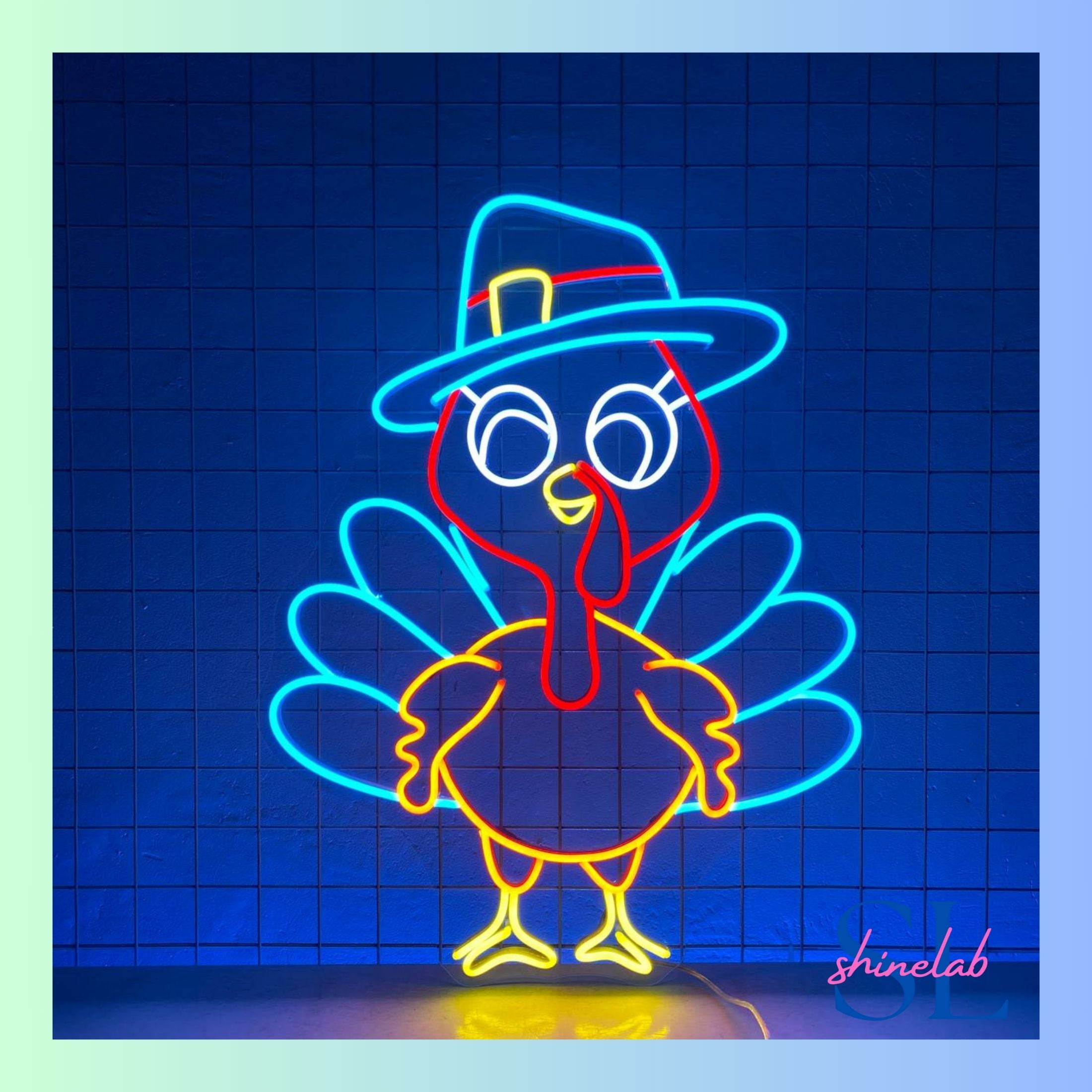 Shinelab Turkey Neon Sign, Turkey Thanksgiving Wall Art, Happy ...
