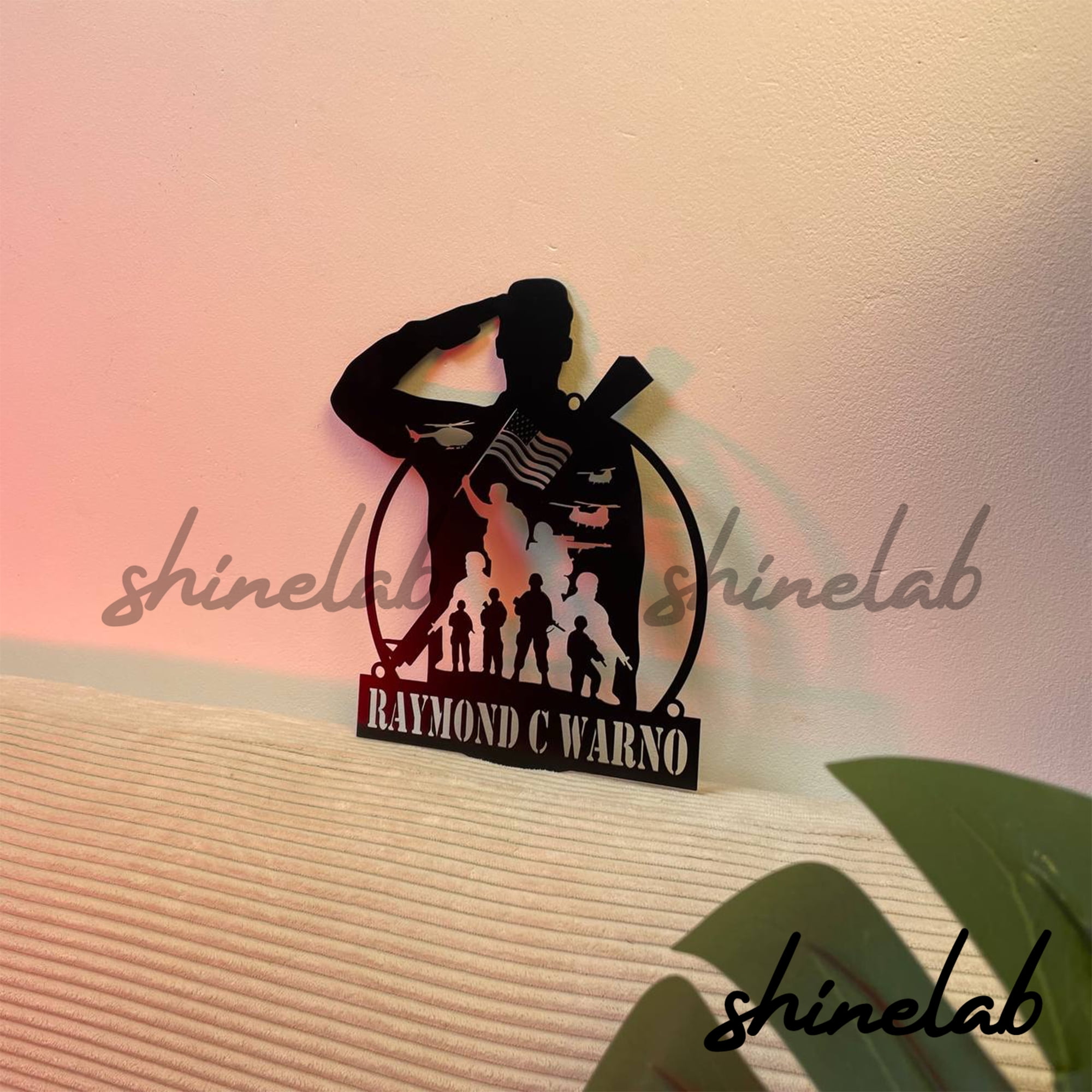 Shinelab US Soldier Military LED Wall Art, Custom Soldier Metal Sign ...