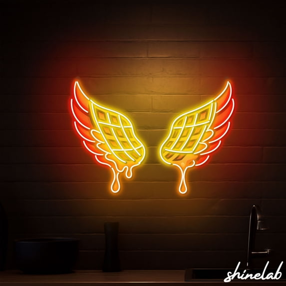 Shinelab Waffle Wings Neon Sign, Fried Chicken & Waffle Restaurant ...