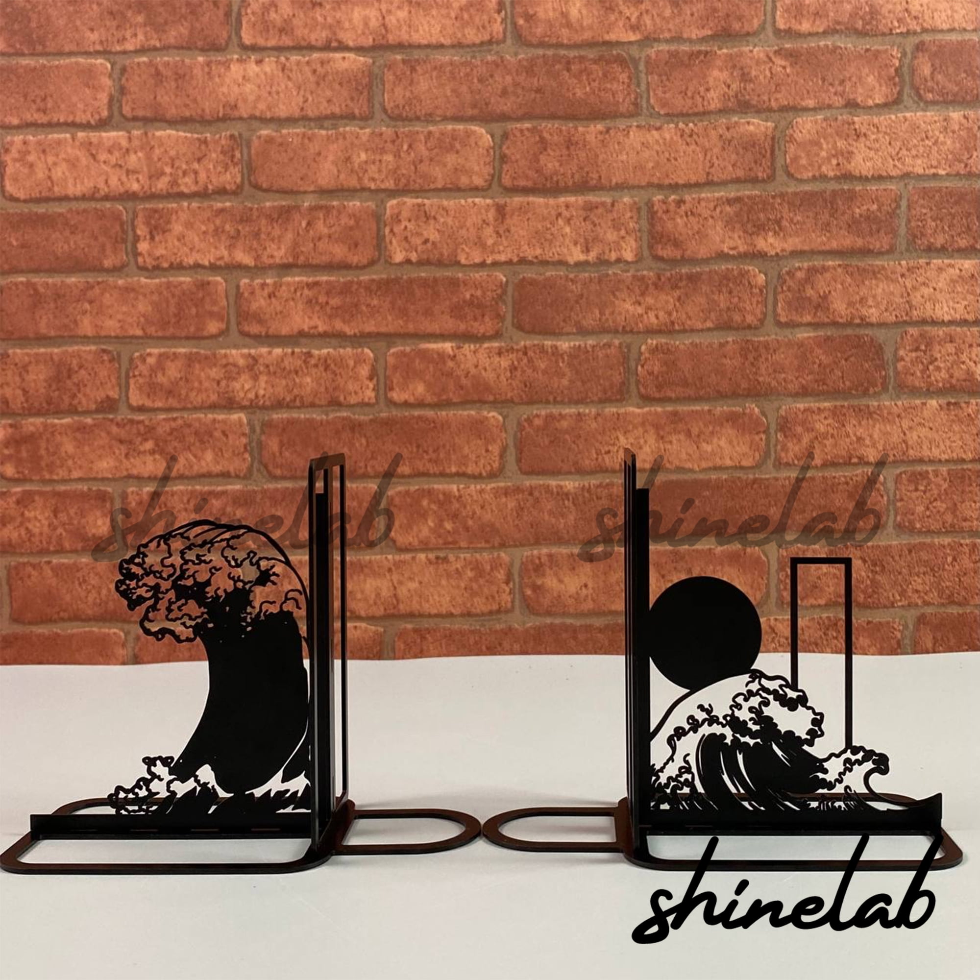 Shinelab Wave Metal Bookends Coastal Wave Name Bookend Gift, Metal ...