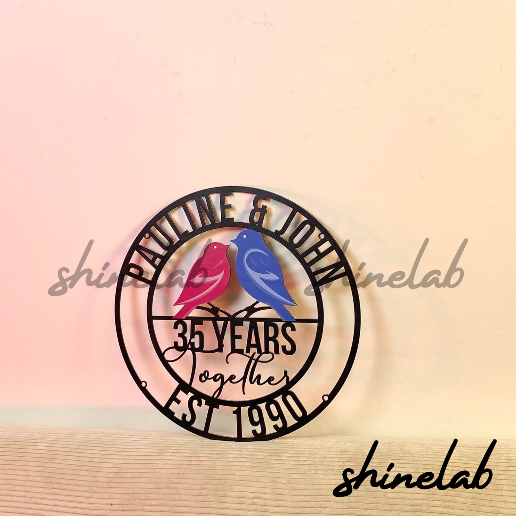 Shinelab Wedding Anniversary Metal Sign LED Wall Art, Custom Marriage ...