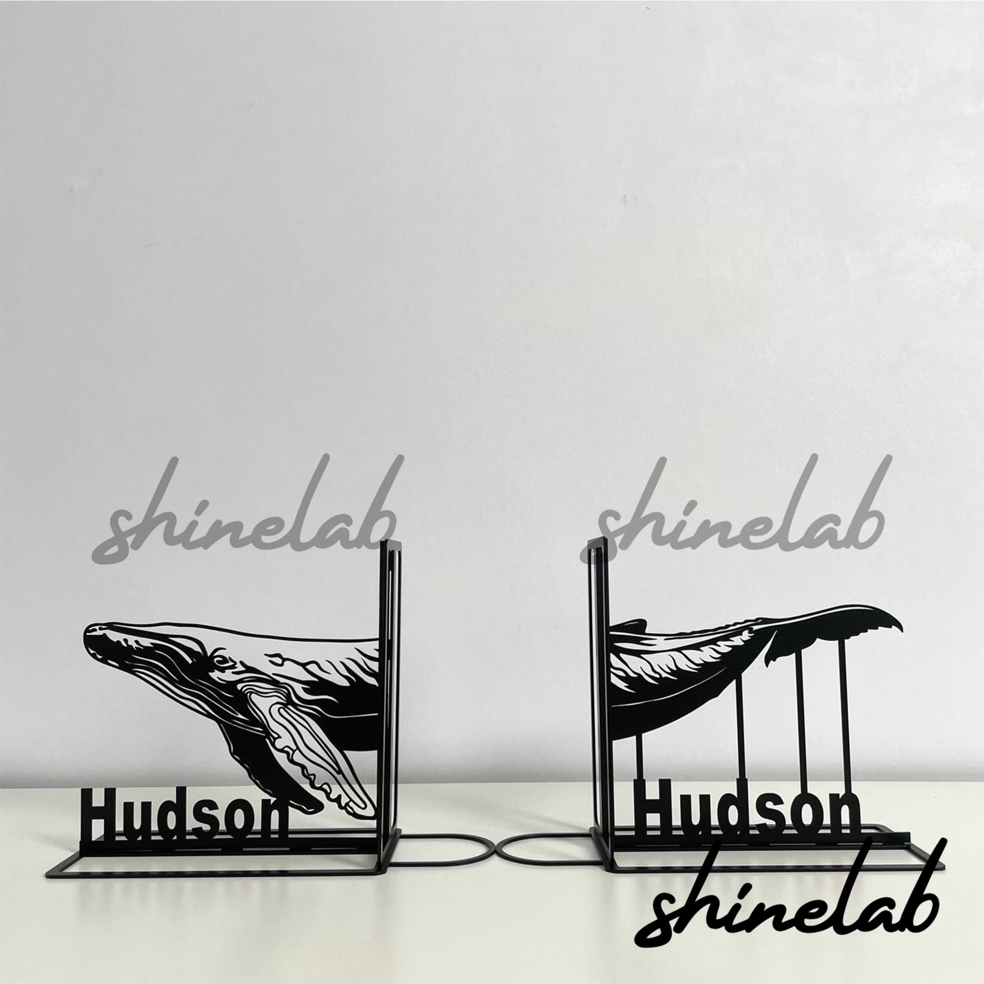 Shinelab Whale Metal Bookends Sea Whale Custom Name Bookend Gift ...