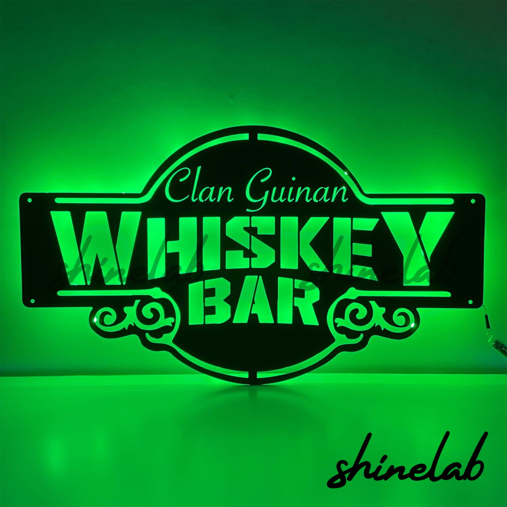 Shinelab Whiskey Bar Metal Sign LED Wall Art, Custom Home Pub Gin Wall ...